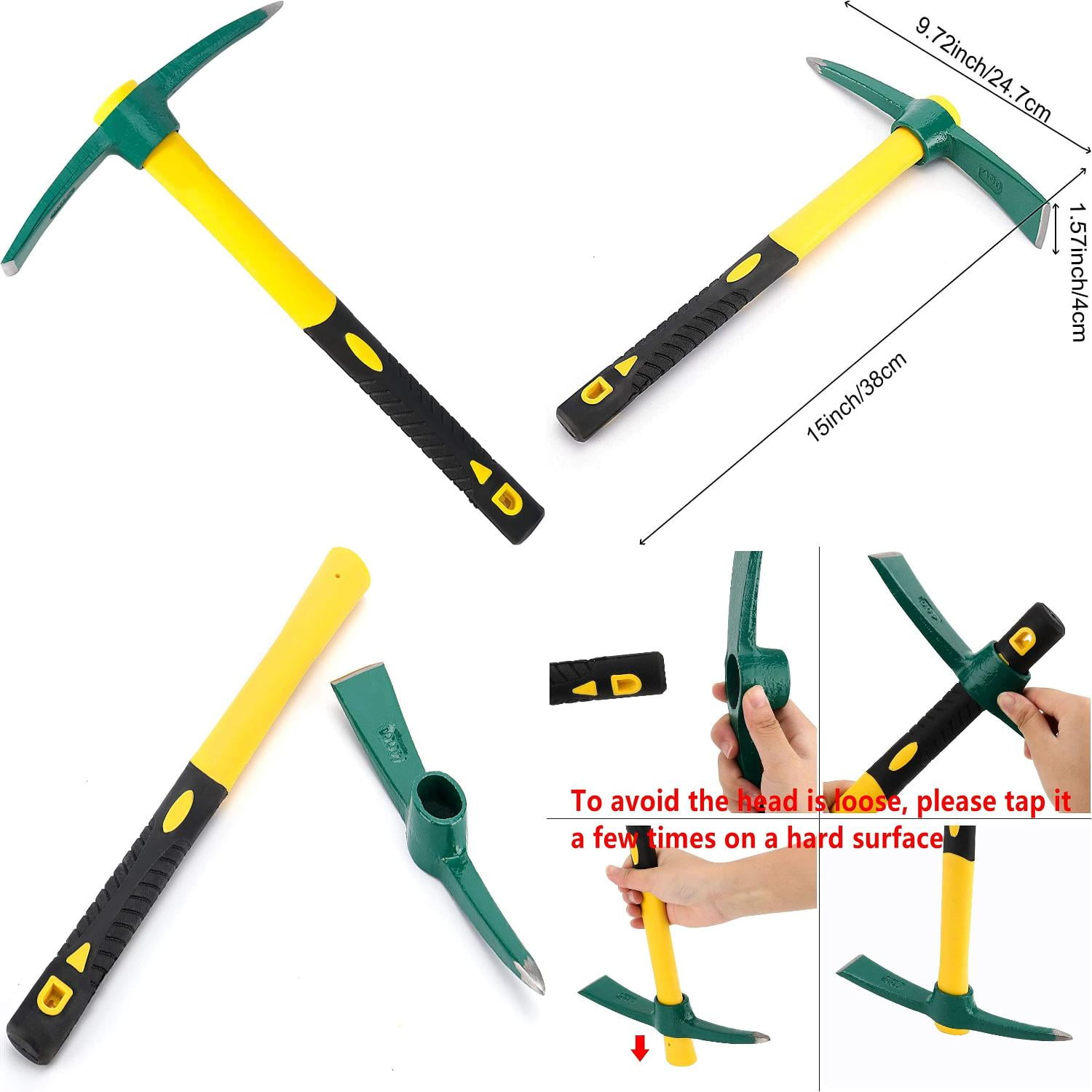 Sturdy Professional Grade 17.7-Inch Forged Mattock Hoe Fiberglass ...