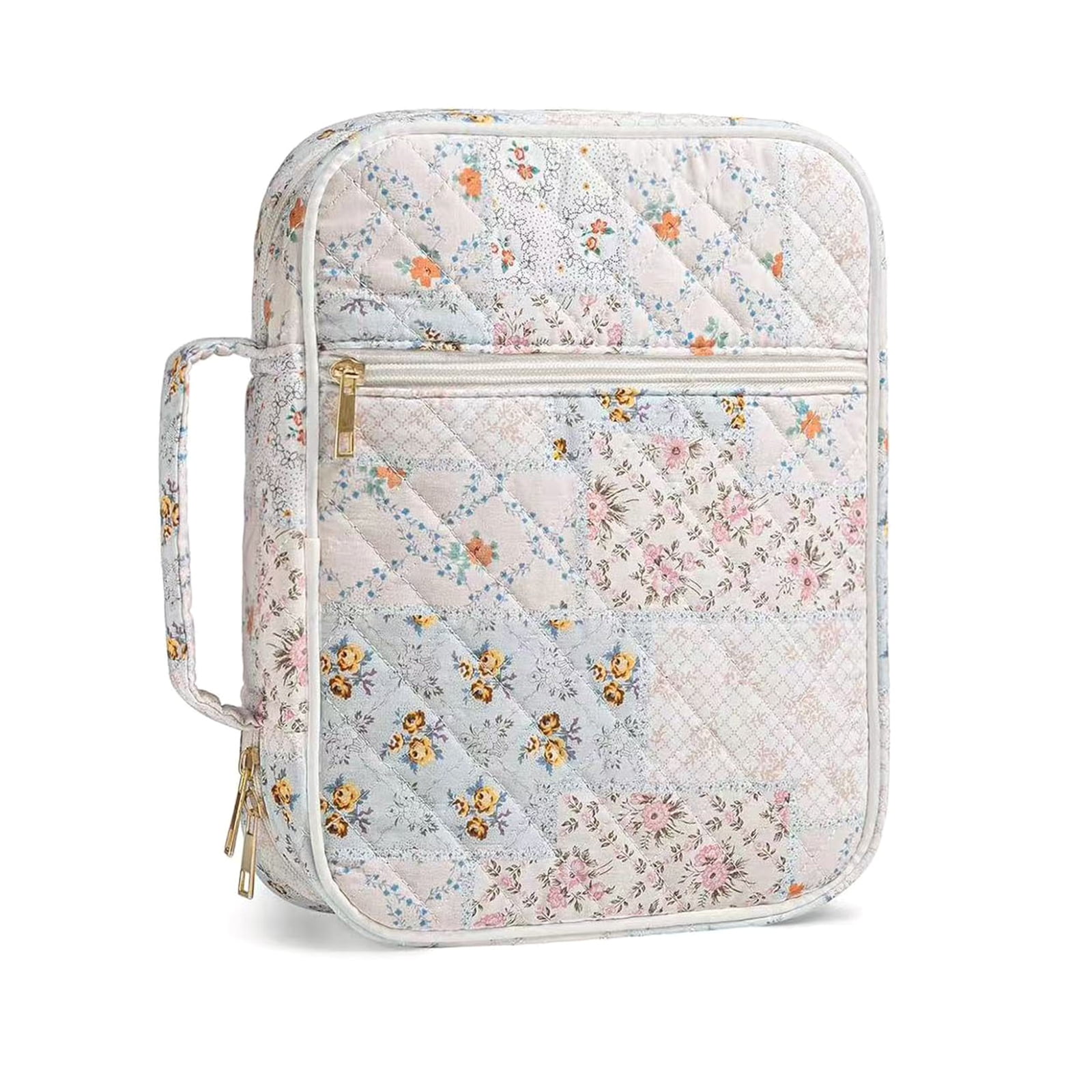 Sturdy Quilted Book Bag Zippers Closure Storage Pouches For Large Study ...
