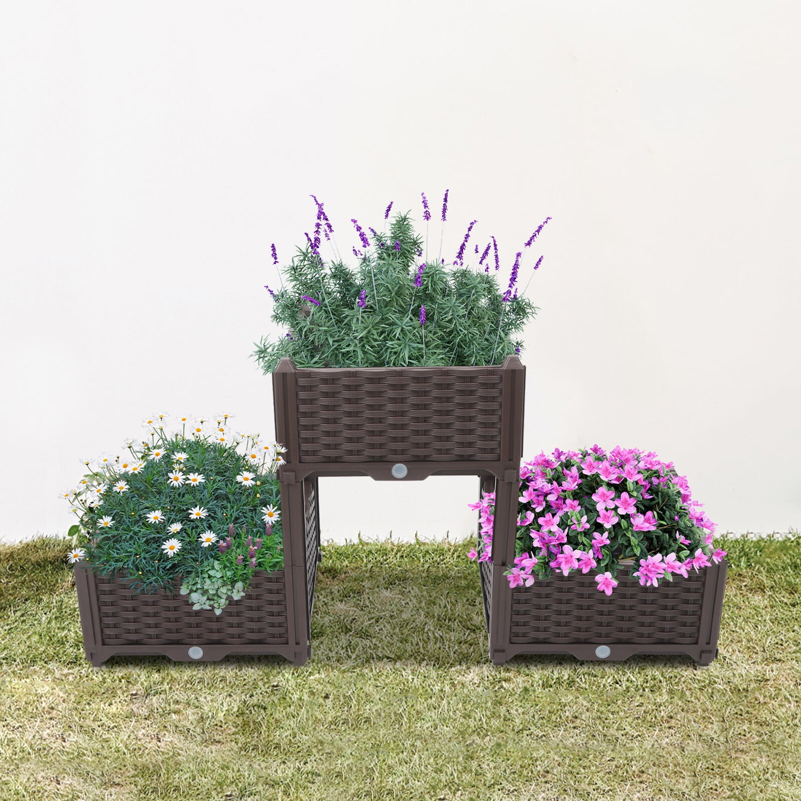 Sturdy Raised Garden Planter Box, 44.49x15.35x21.85in, 3 Separate ...