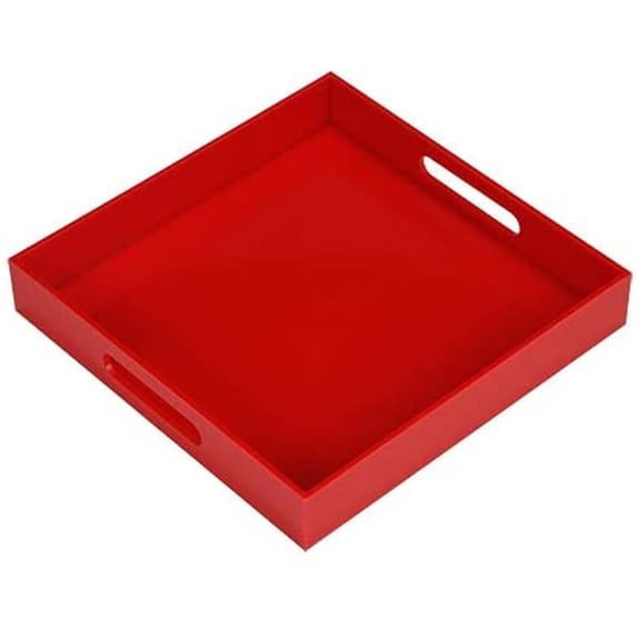Sturdy Red Acrylic Serving Tray with Handles - 10x10Inch, Coffee ...