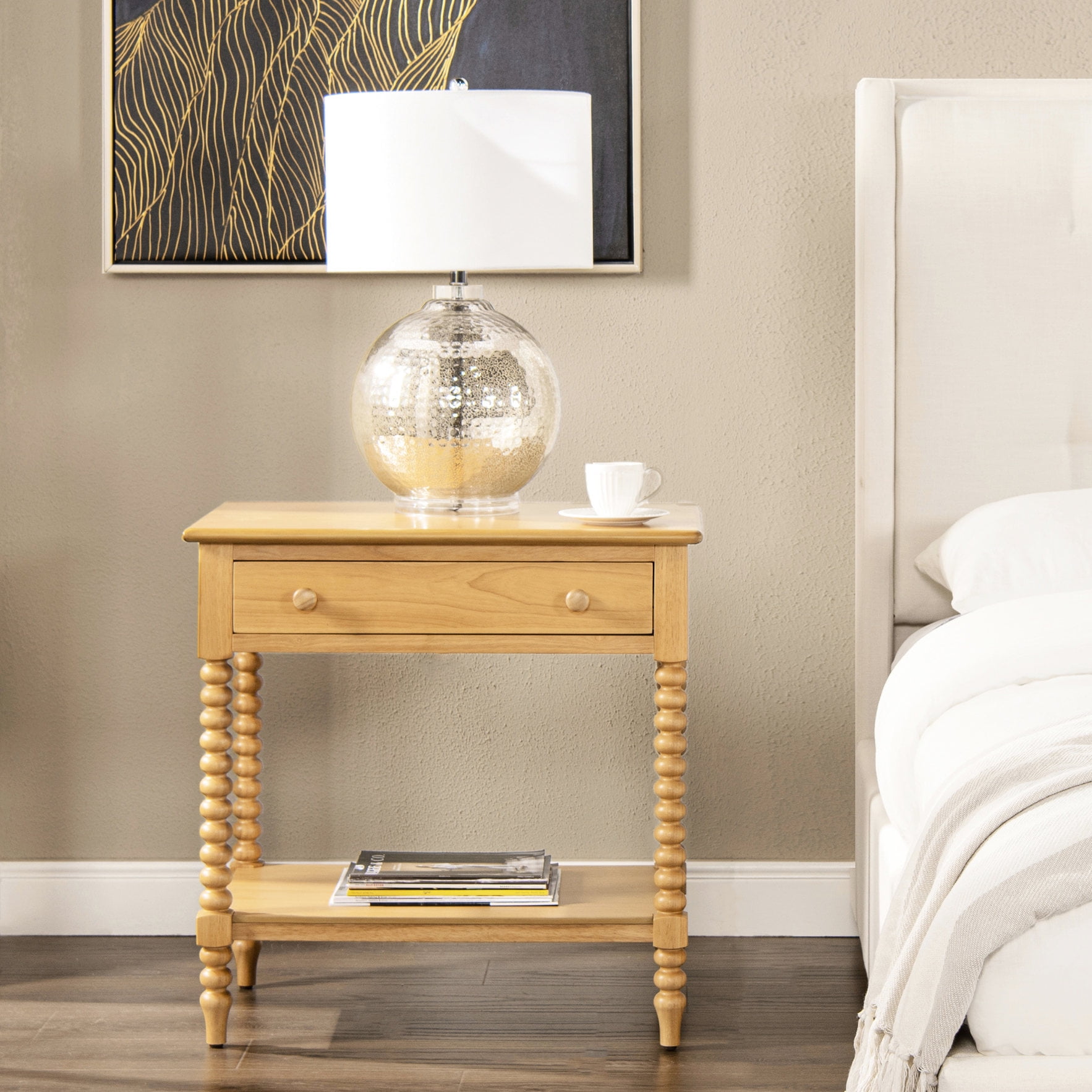 Sturdy Rubberwood Frame / Modern Farmhouse Side Table / Long-Lasting ...