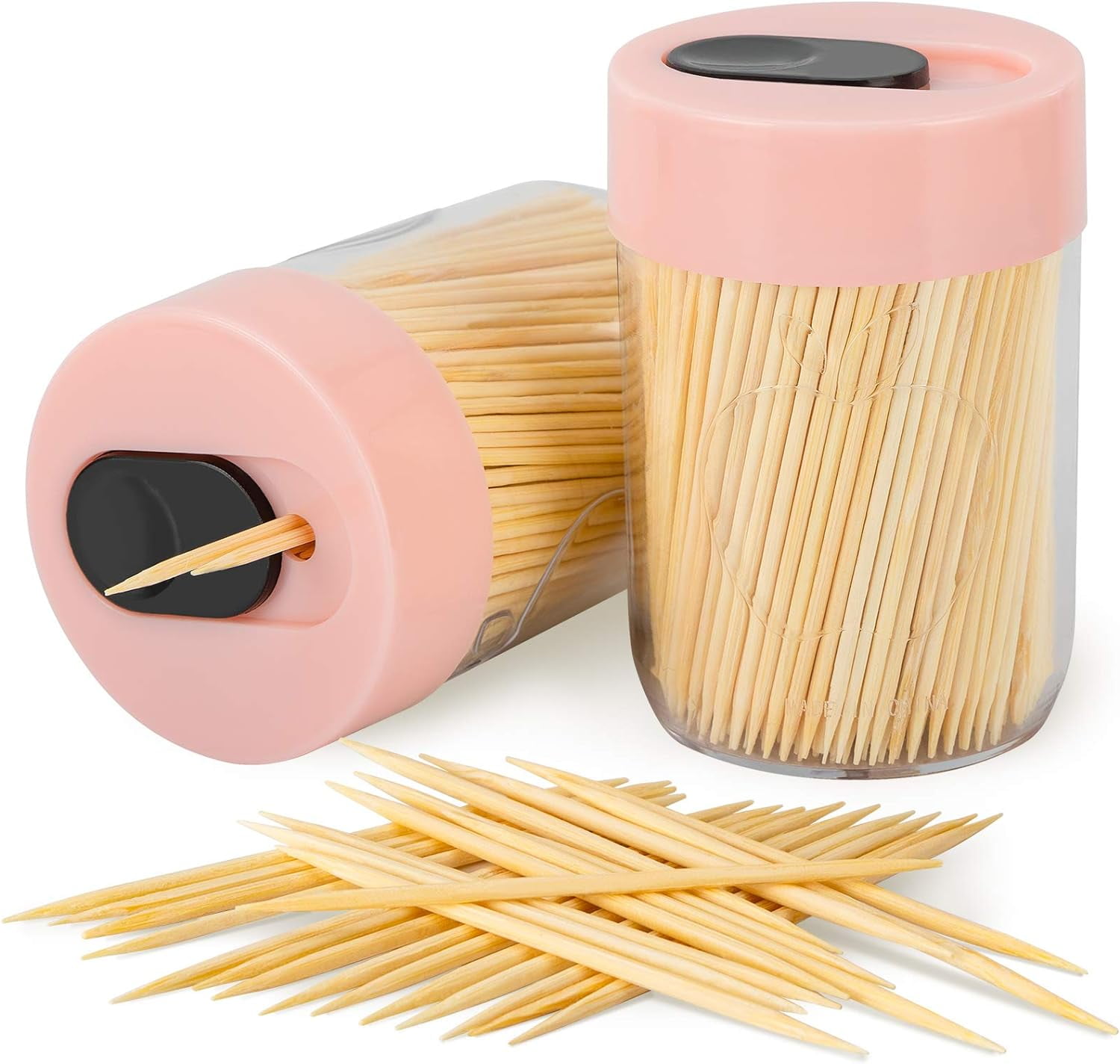 Sturdy Safe Toothpick Holder with 800 Natural Wood Toothpicks for Teeth ...
