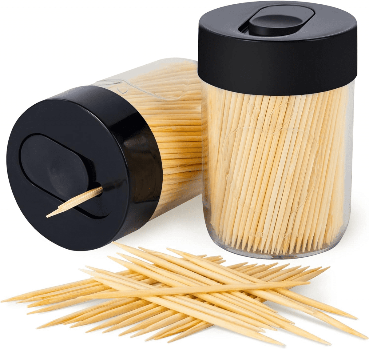 Sturdy Safe Toothpick Holder with 800 Natural Wood Toothpicks for Teeth ...