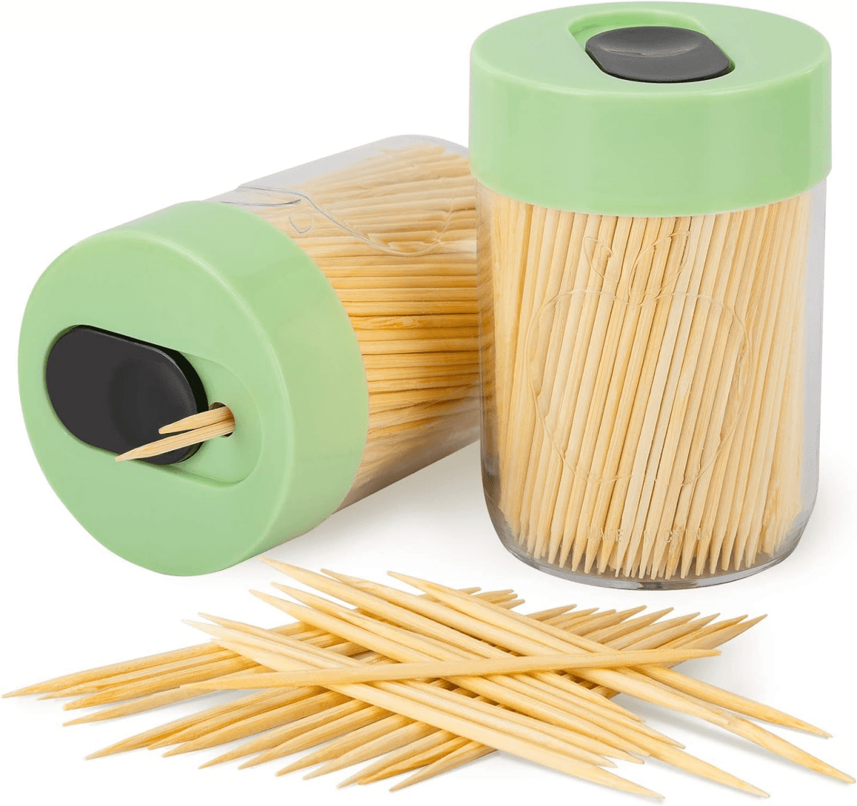 Sturdy Safe Toothpick Holder with 800 Natural Wood Toothpicks for Teeth ...