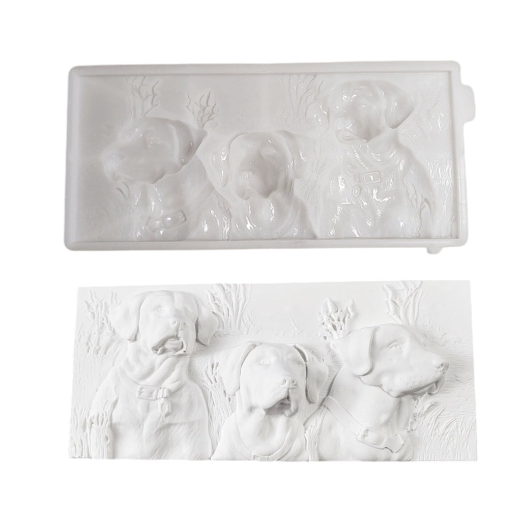 Sturdy Silicone Mold for Decoration Featuring Three Dogs Semi Relief ...