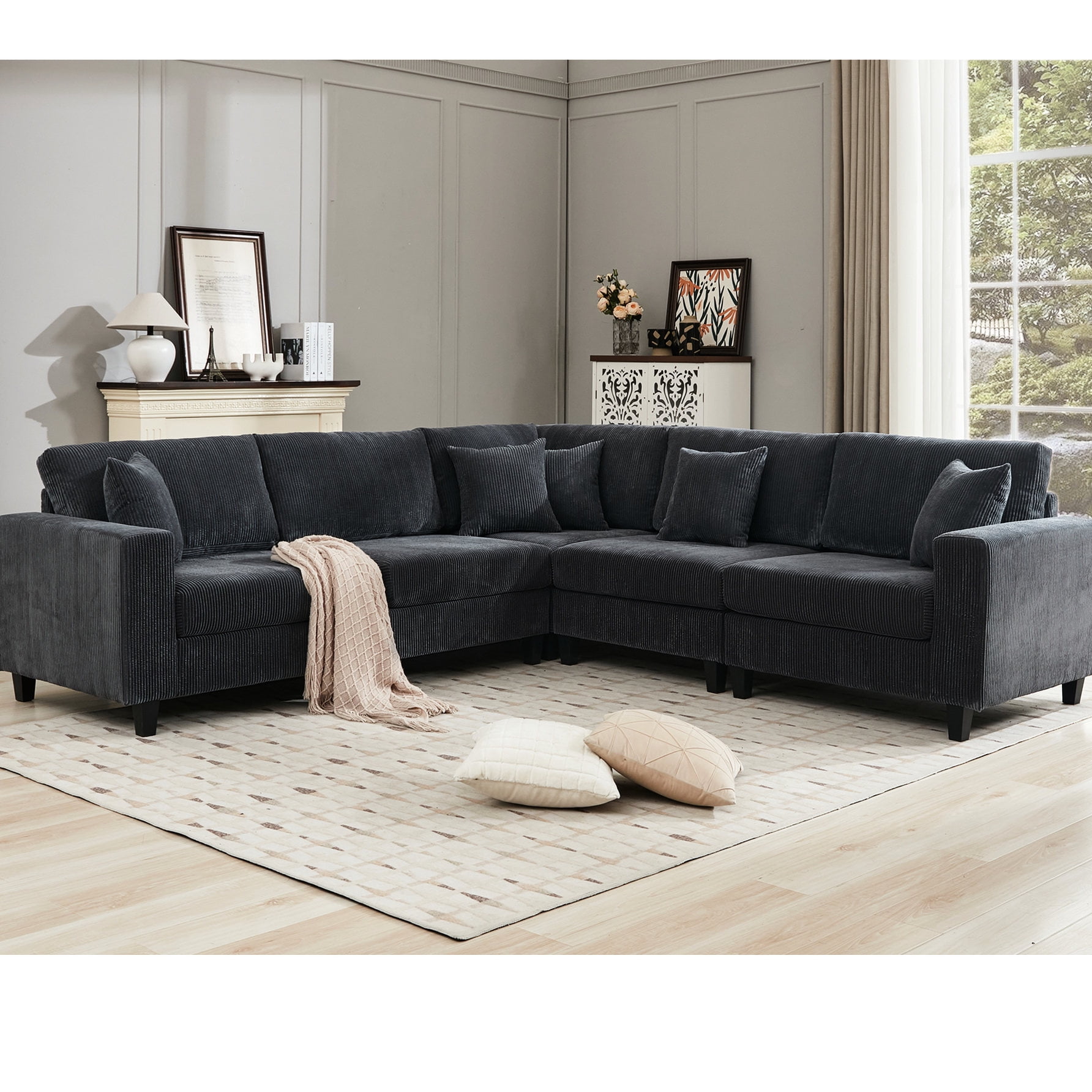 Sturdy Sofa with Soft Corduroy | For Daily Use in Living Room ...
