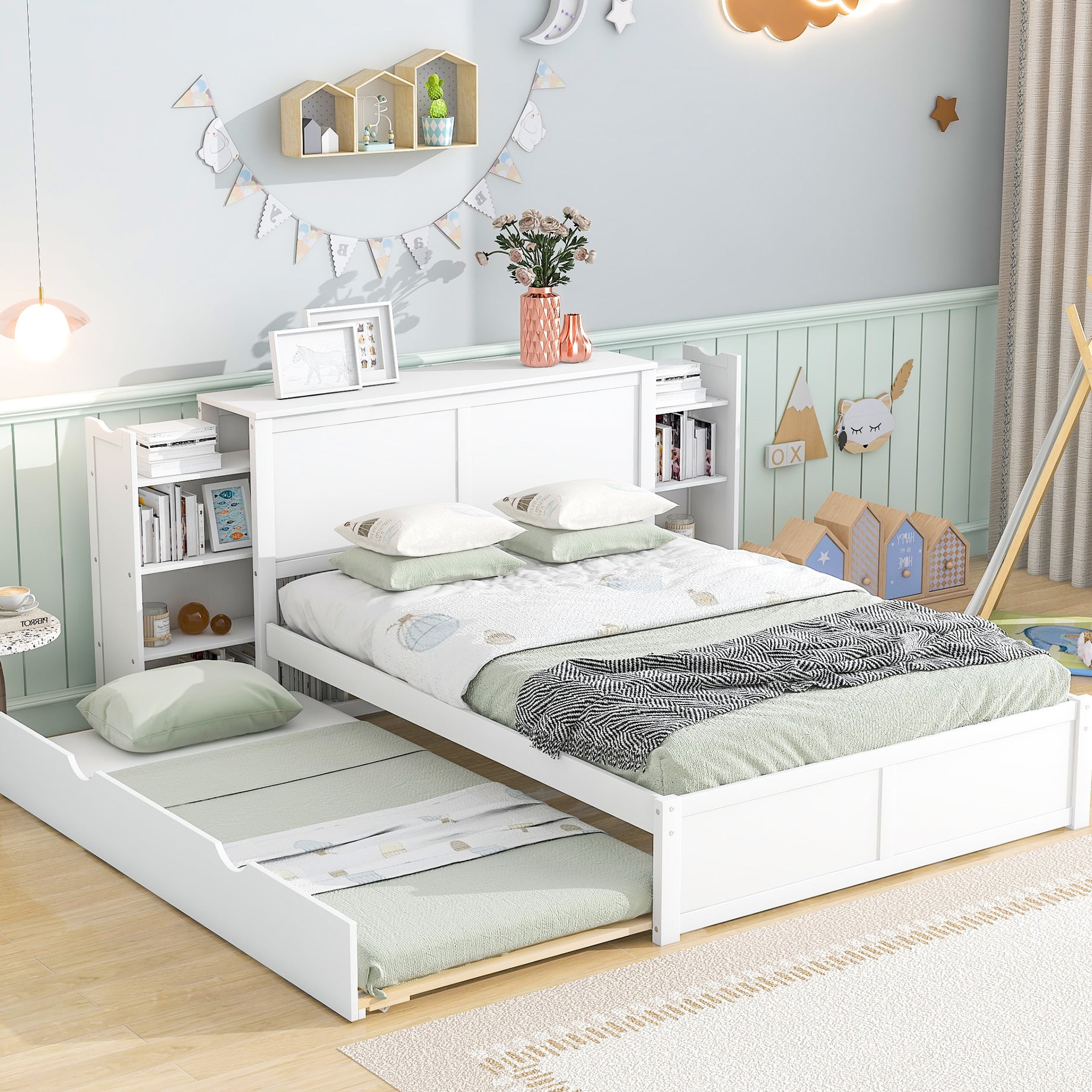 Sturdy Solid Wood Construction - Full Size Storage Platform Bed with ...