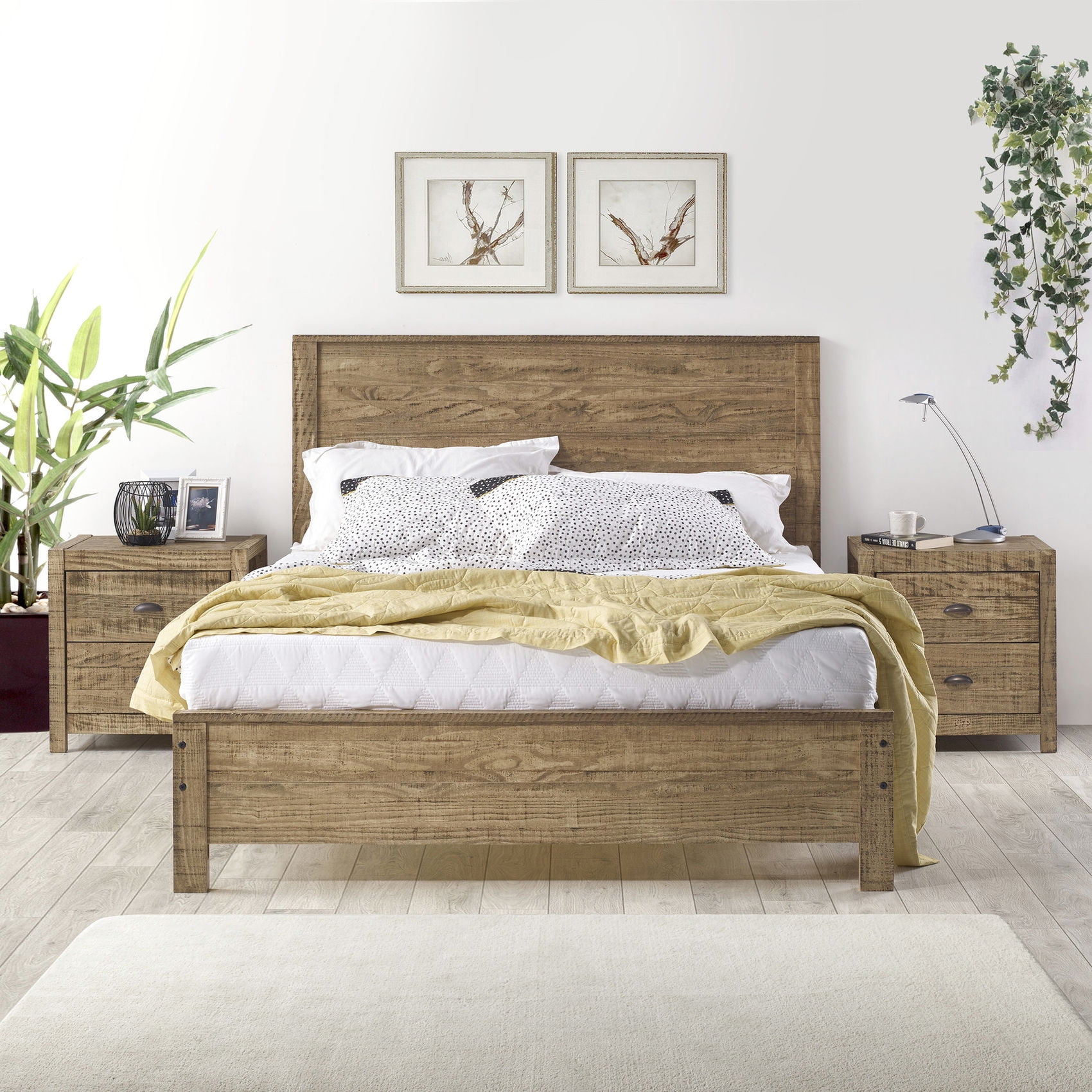 Sturdy Solid Wood Twin Bed Frame / With Clean Lines and Curved Angles ...