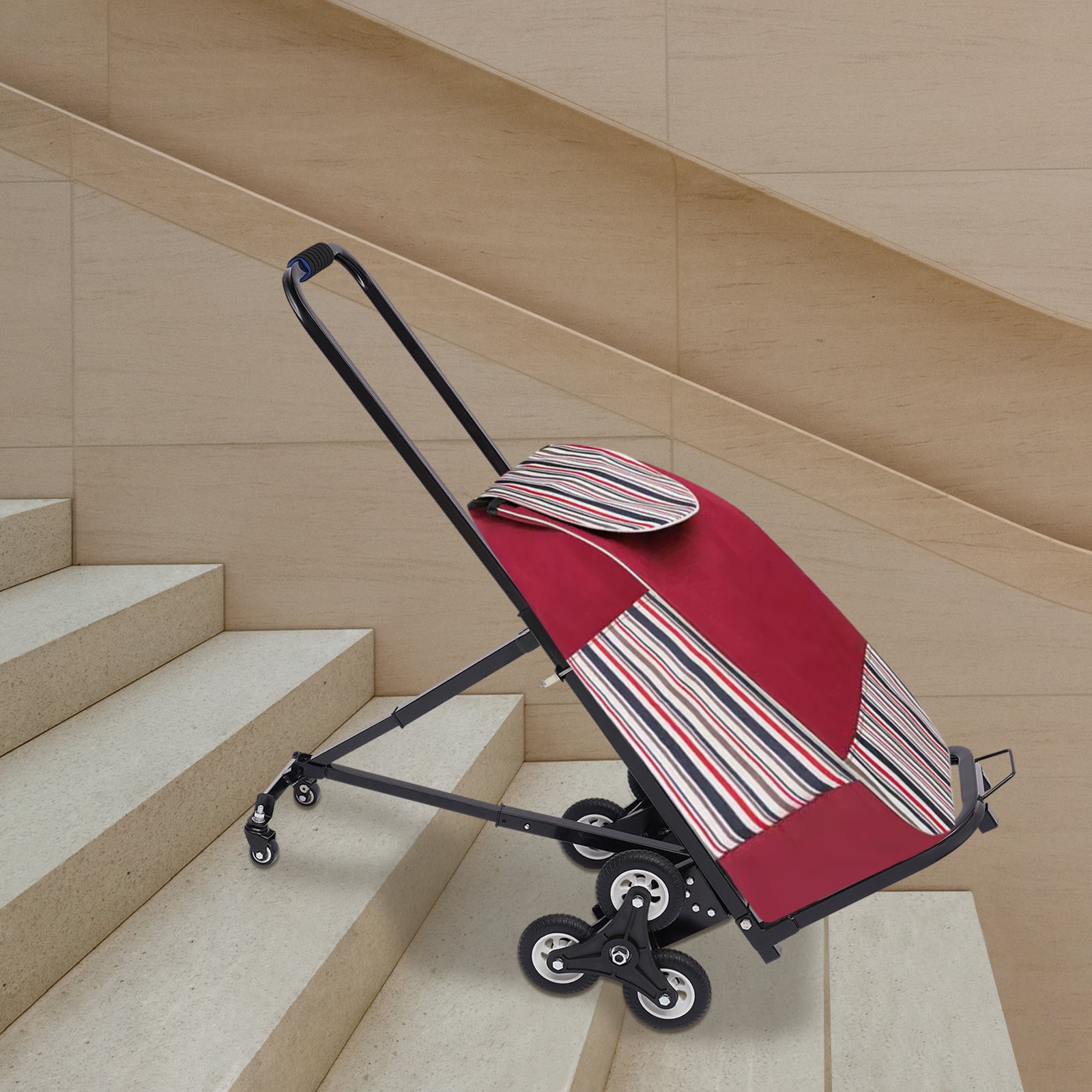 Sturdy Stair Climbing Cart with Adjustable Armrest, Foldable Design, 6 ...