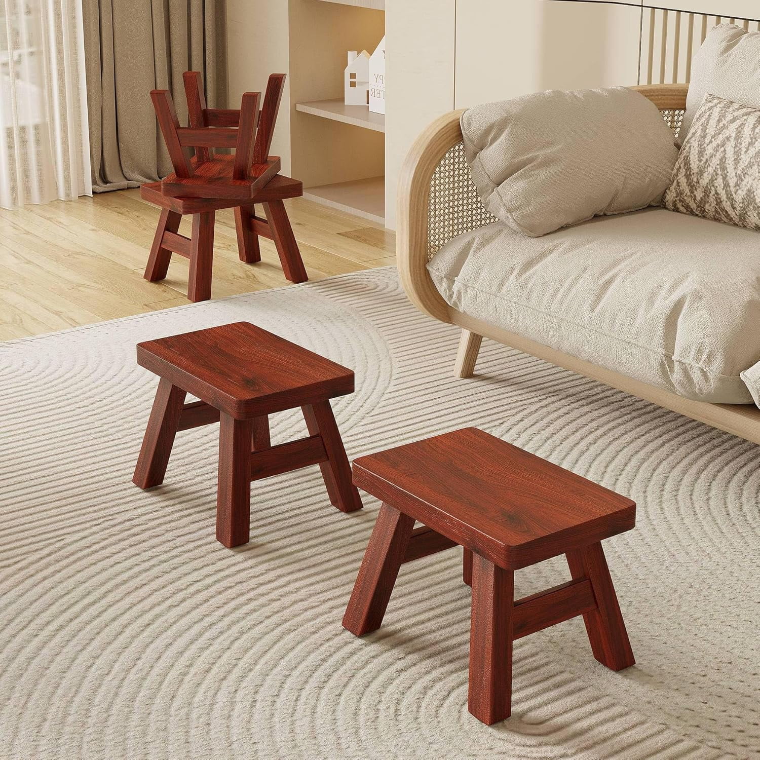 Sturdy Step Stool Footstool Solid Wooden Small for Kids Adults Sink ...