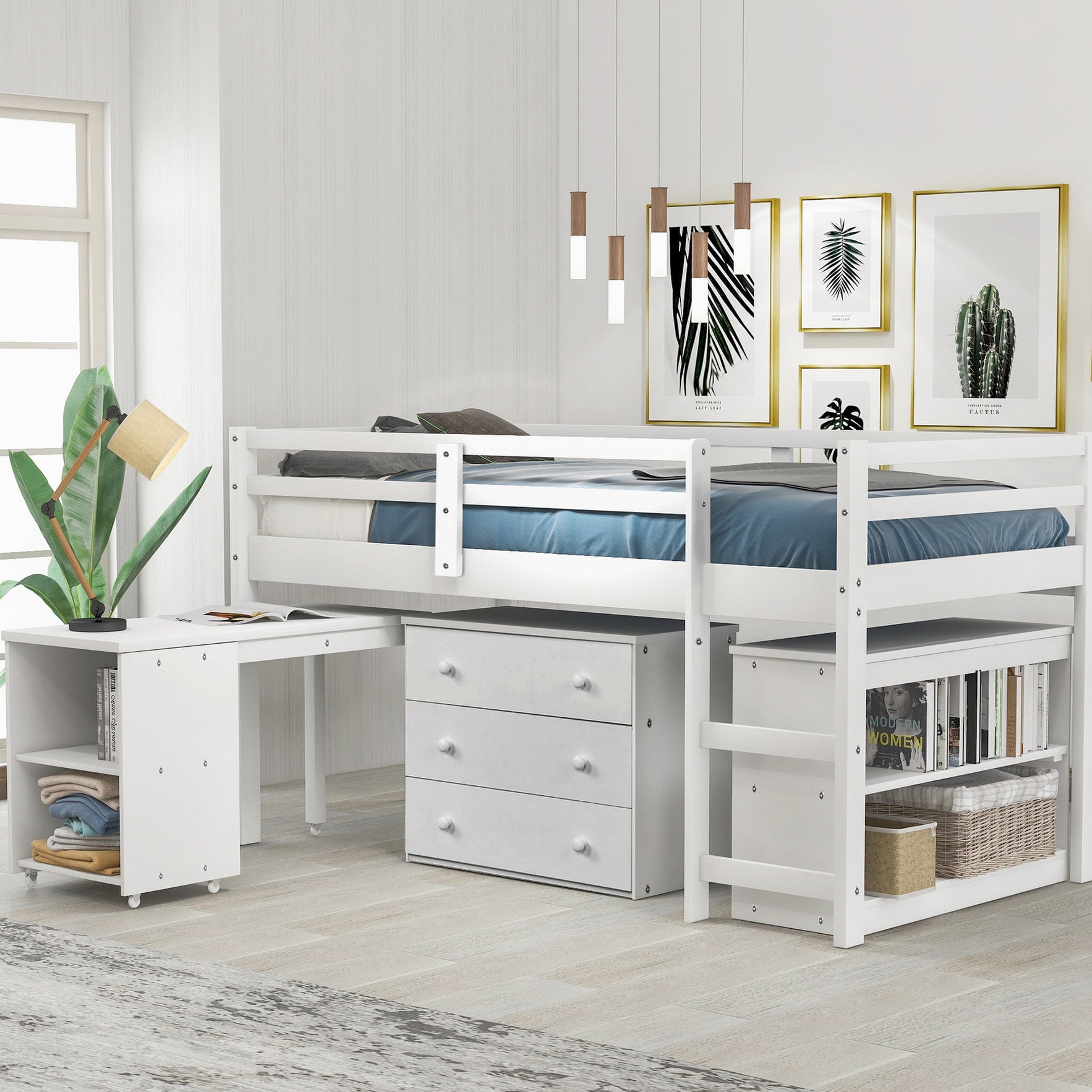Sturdy Structure, Easy Access - Twin Loft Bed with Built-In Ladder and ...