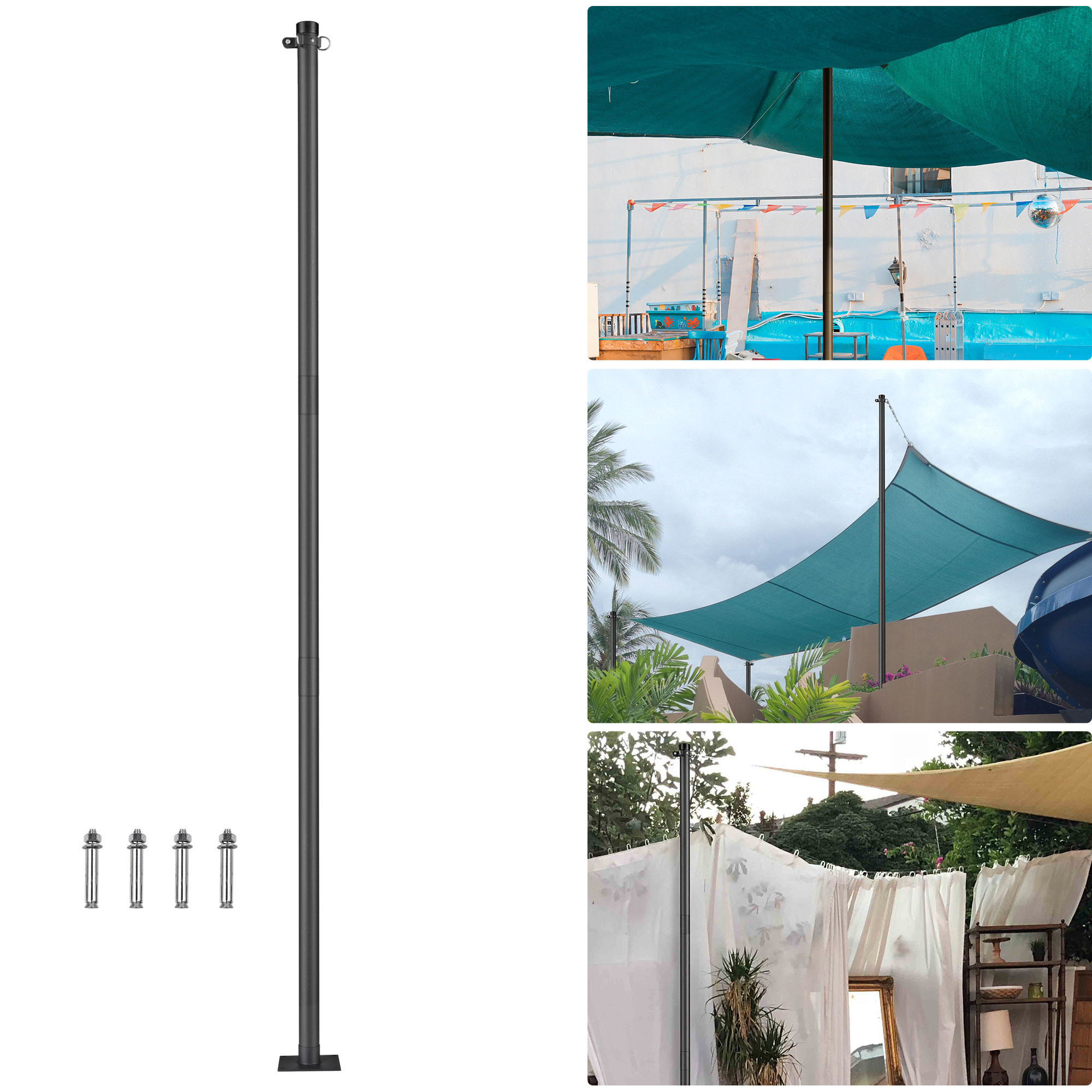 Sturdy Sun Sail Pole for Shade Sails - 36.38 - Effortlessly create ...