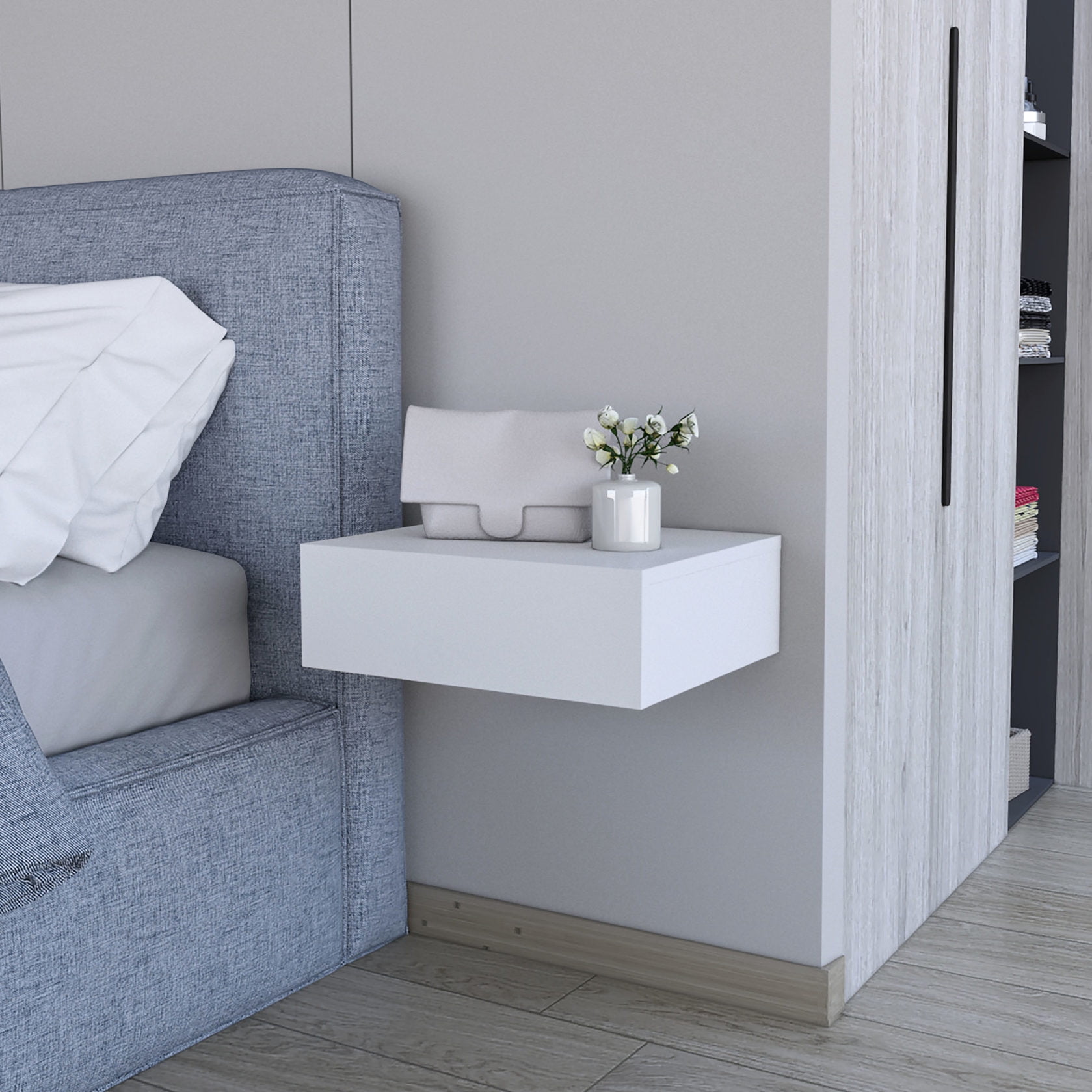 Sturdy Surface & Ample Drawer Storage - Floating Nightstand for ...