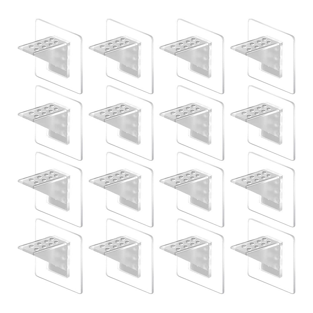 Sturdy Transparent Acrylic Shelf Brackets Set of 16 No Drilling Needed ...