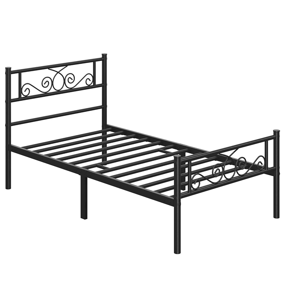 Sturdy Twin XL Metal Bed Frame, 13 Inch Platform with Headboard ...