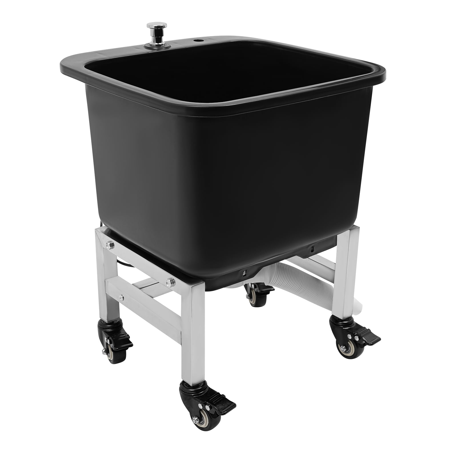 Sturdy Utility Sink Laundry Tub with 4 Wheels, Raised Bottom, Pop-Up ...