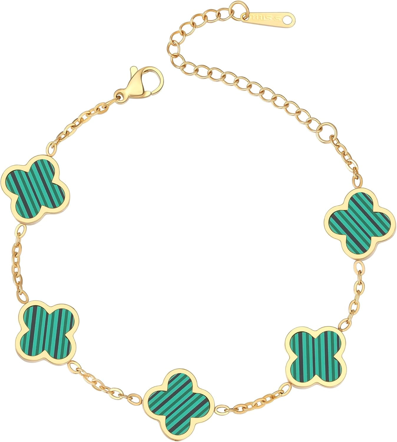 (Sturdy Version) 18K Gold Plated Bracelets For Women Men (Double Sided) Four Leaf Clover Cute ...