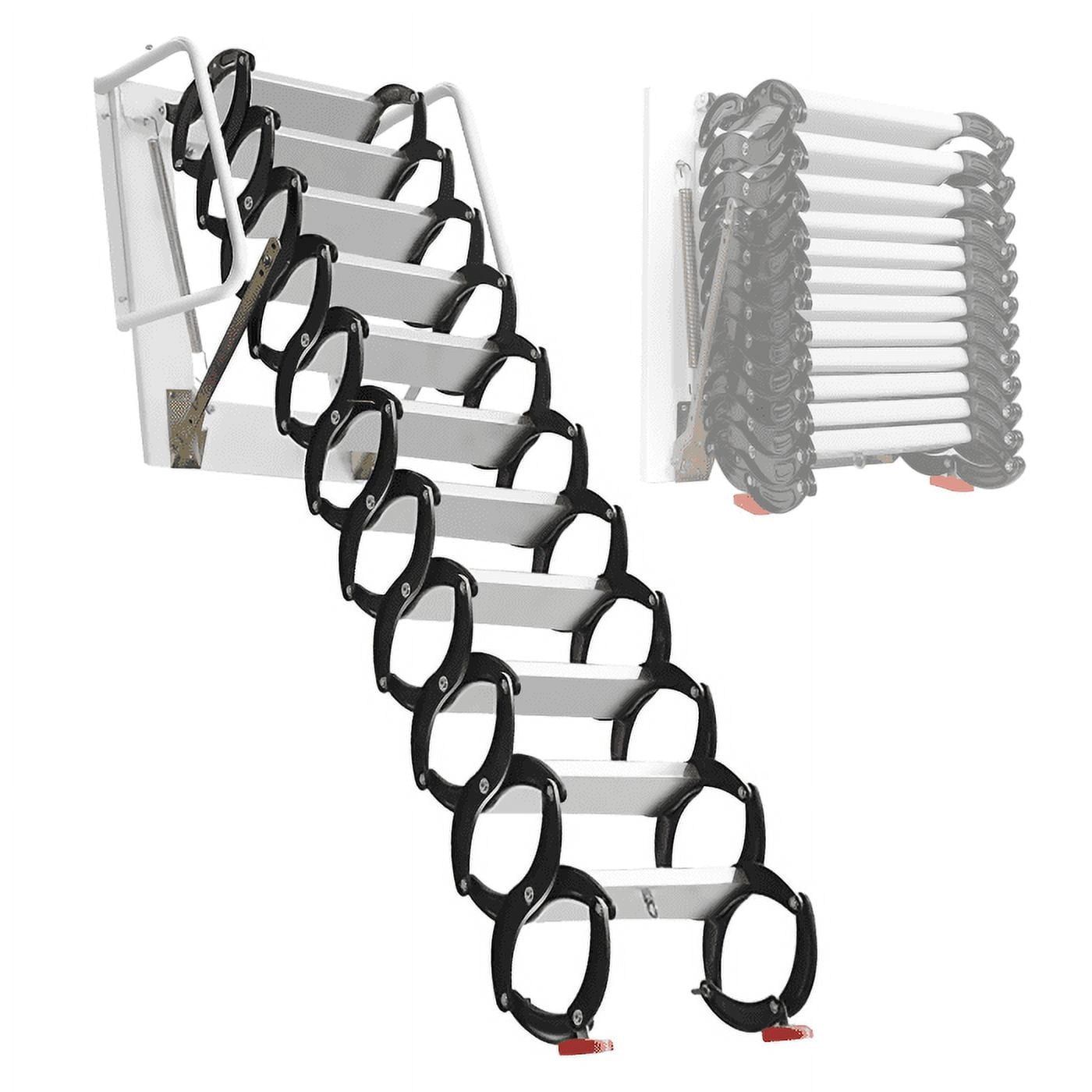 Attic Stair Kit, Black-White Powder Coated, Multi-Function Attic Stairs ...