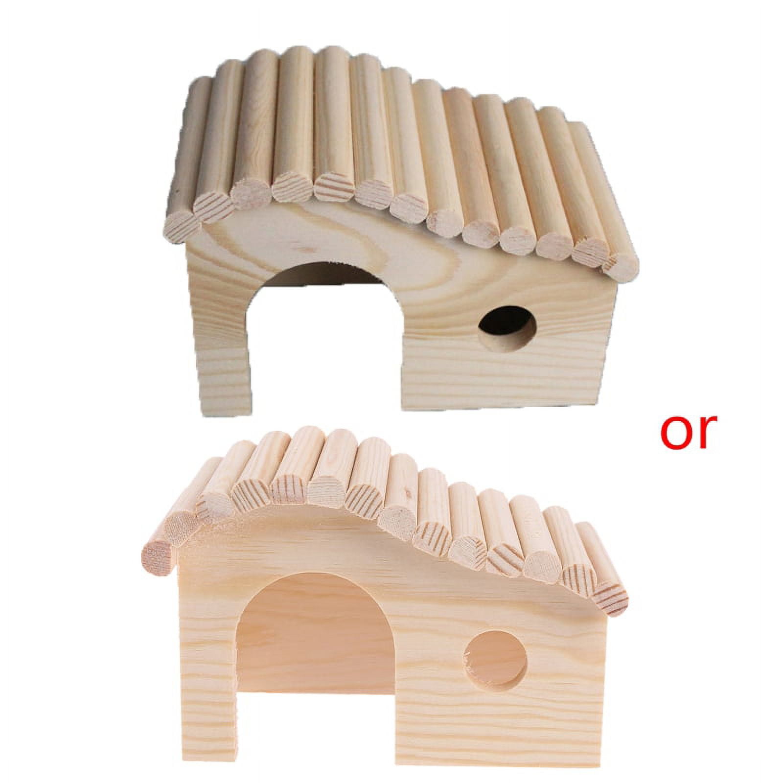 Sturdy Wood Hideout Hut Ladder Playing Toy for Dwarf Syrian Hamster ...