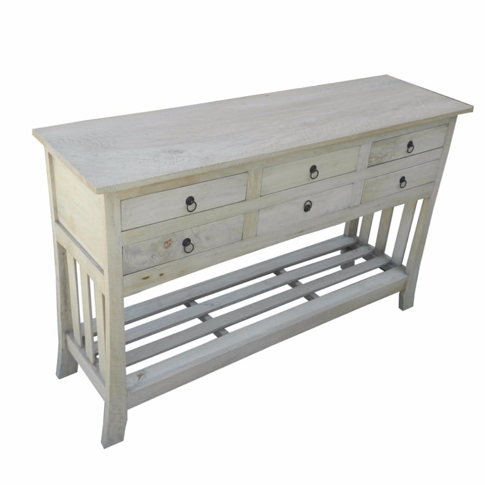Sturdy Wooden Console Table With 6 Drawers, White - Walmart.com