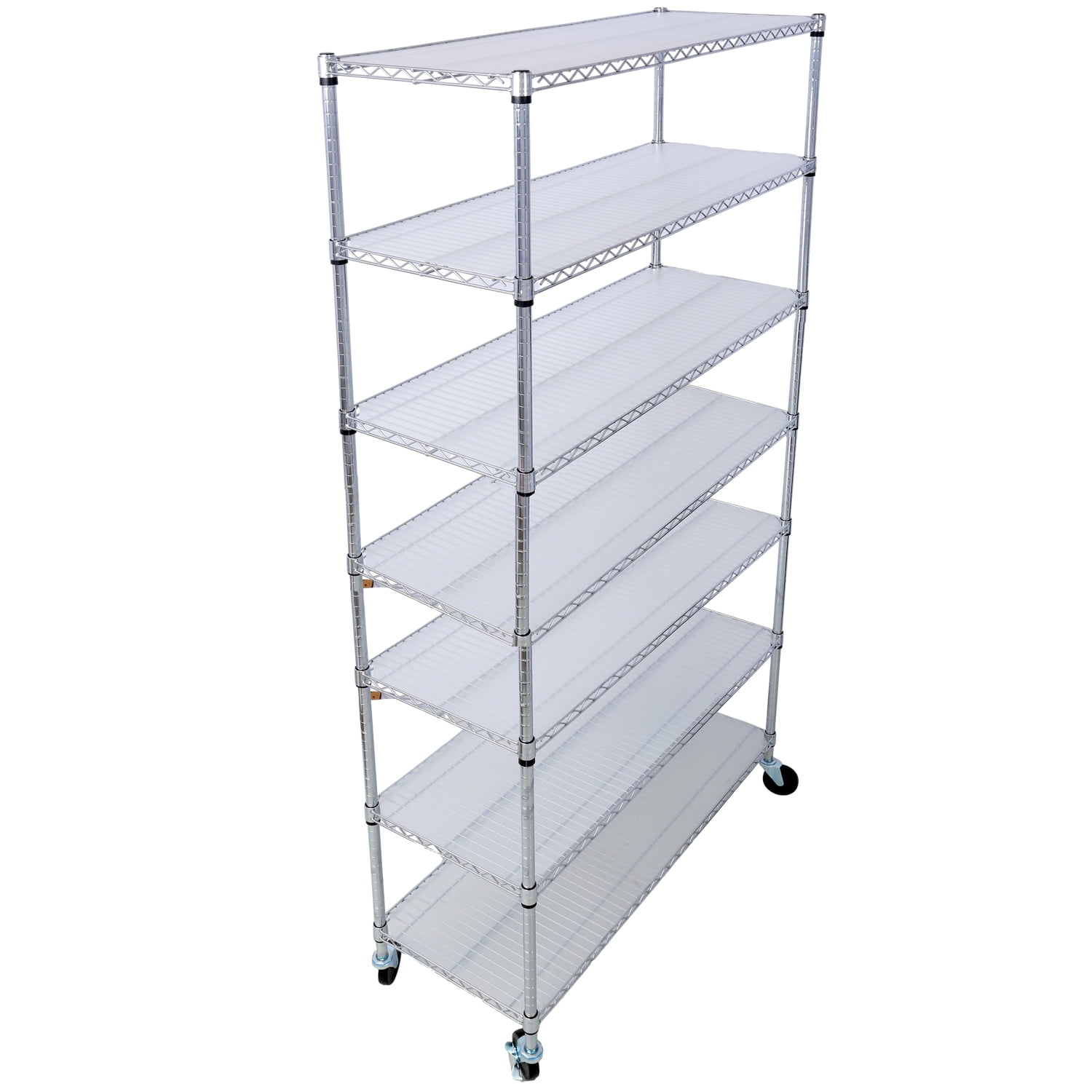 Heavy Duty 7 Tier Adjustable Metal Wire Shelving Unit with Wheels ...