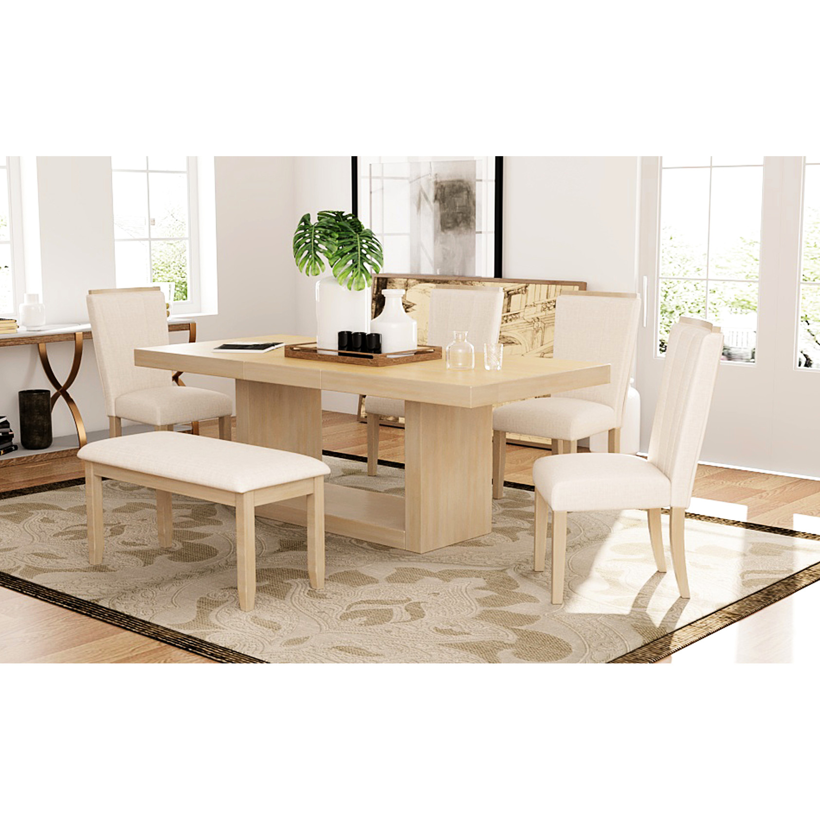 Sturdy pedestal base, thick table legs | Accommodate extra guests ...