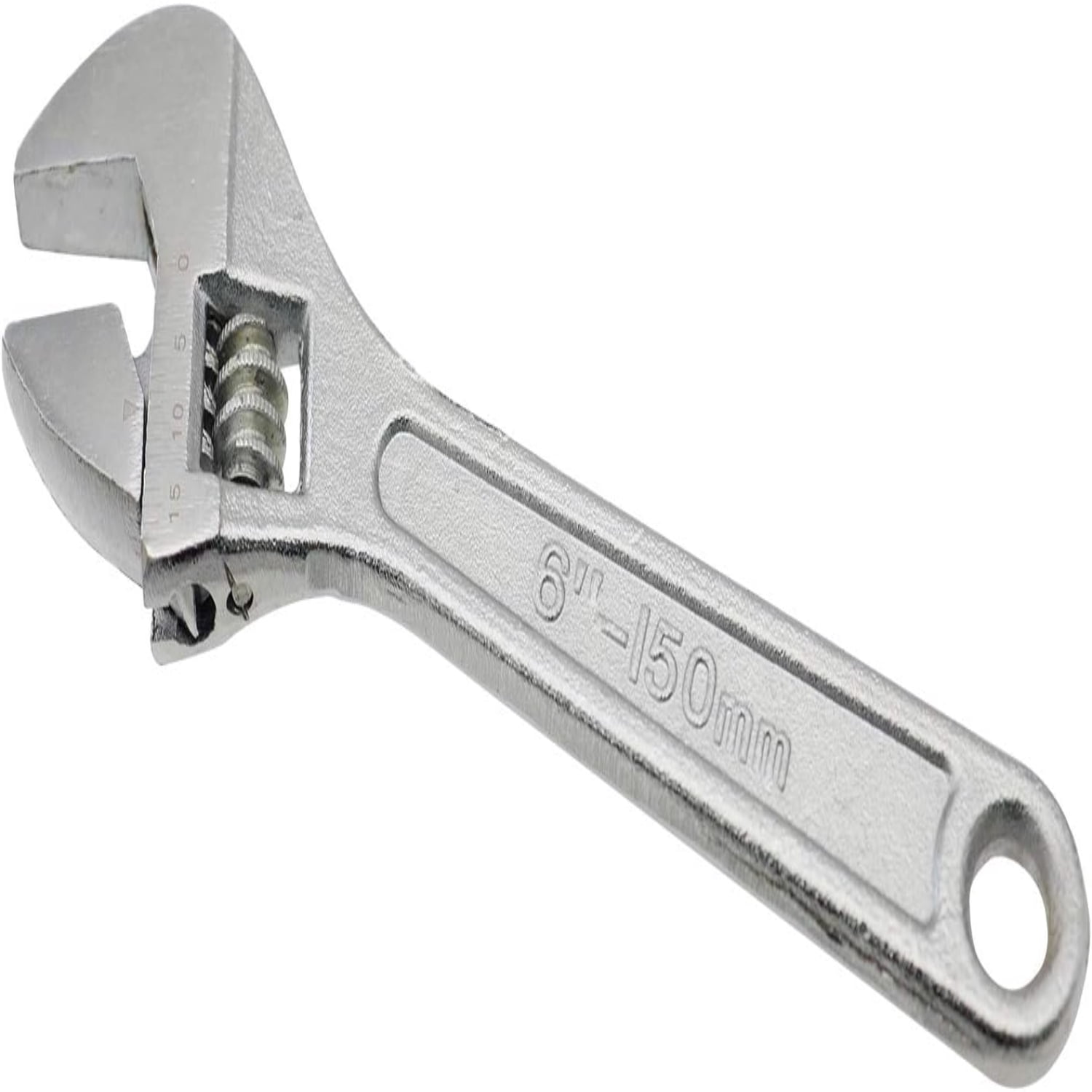 Sturdy professional 6” silver adjustable wrench with wide 20mm jaw ...