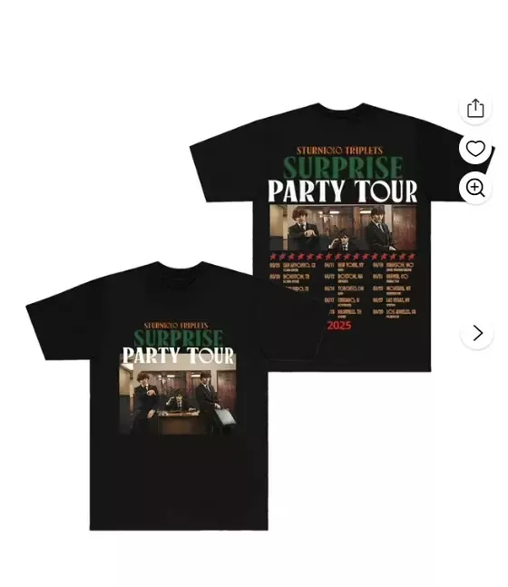 Sturniolo Triplets 2025 Surprise Party Tour Merch T-Shirts Summer Women ...
