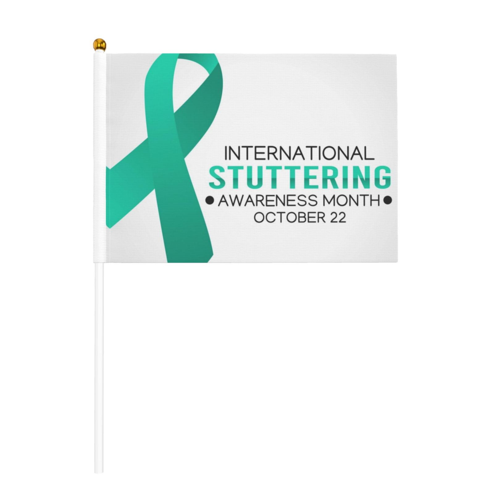 Stuttering Awareness Month Teal Ribbon Flag Small Mini Hand Held Flags ...