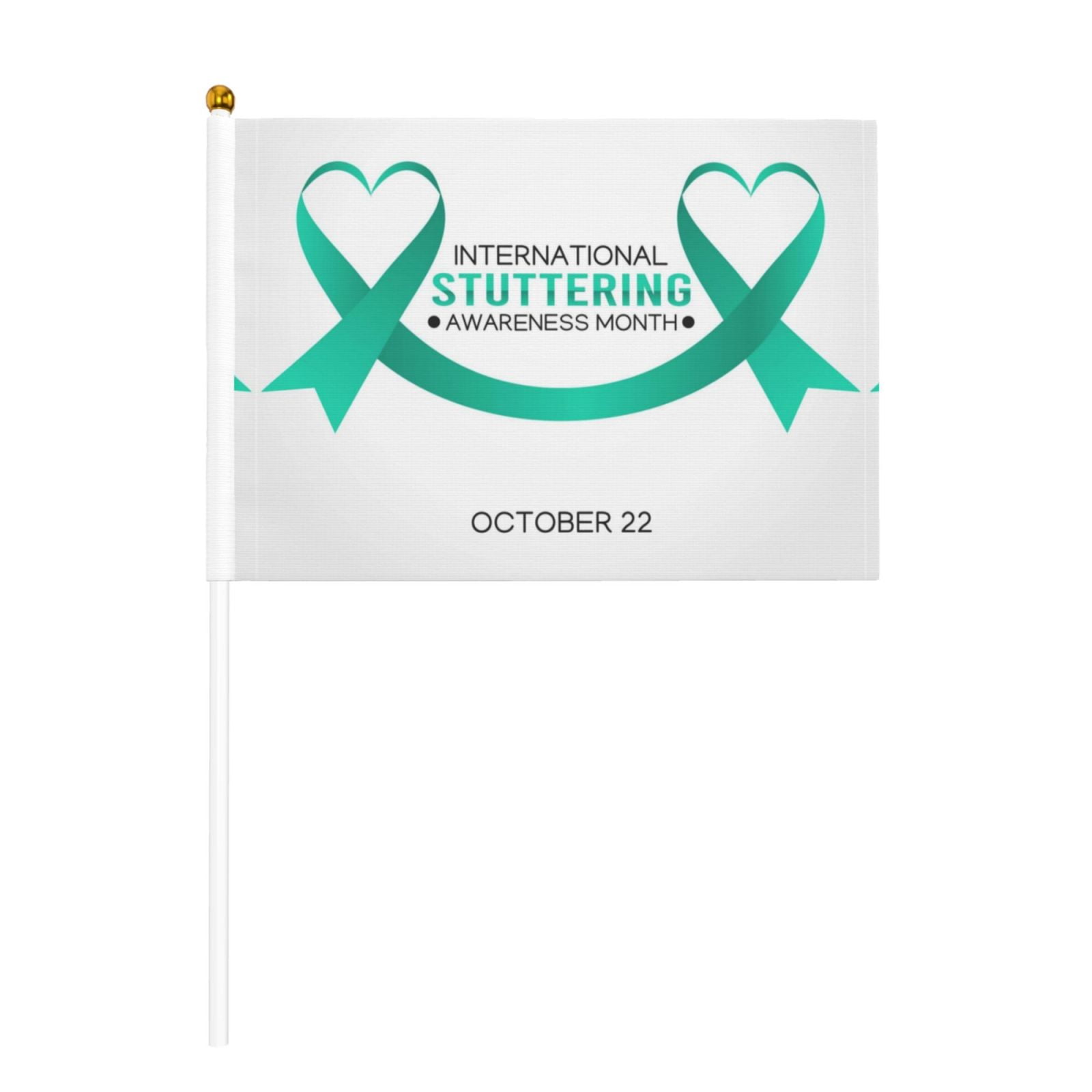 Stuttering Awareness Month Teal Ribbon Flag Small Mini Hand Held Flags ...