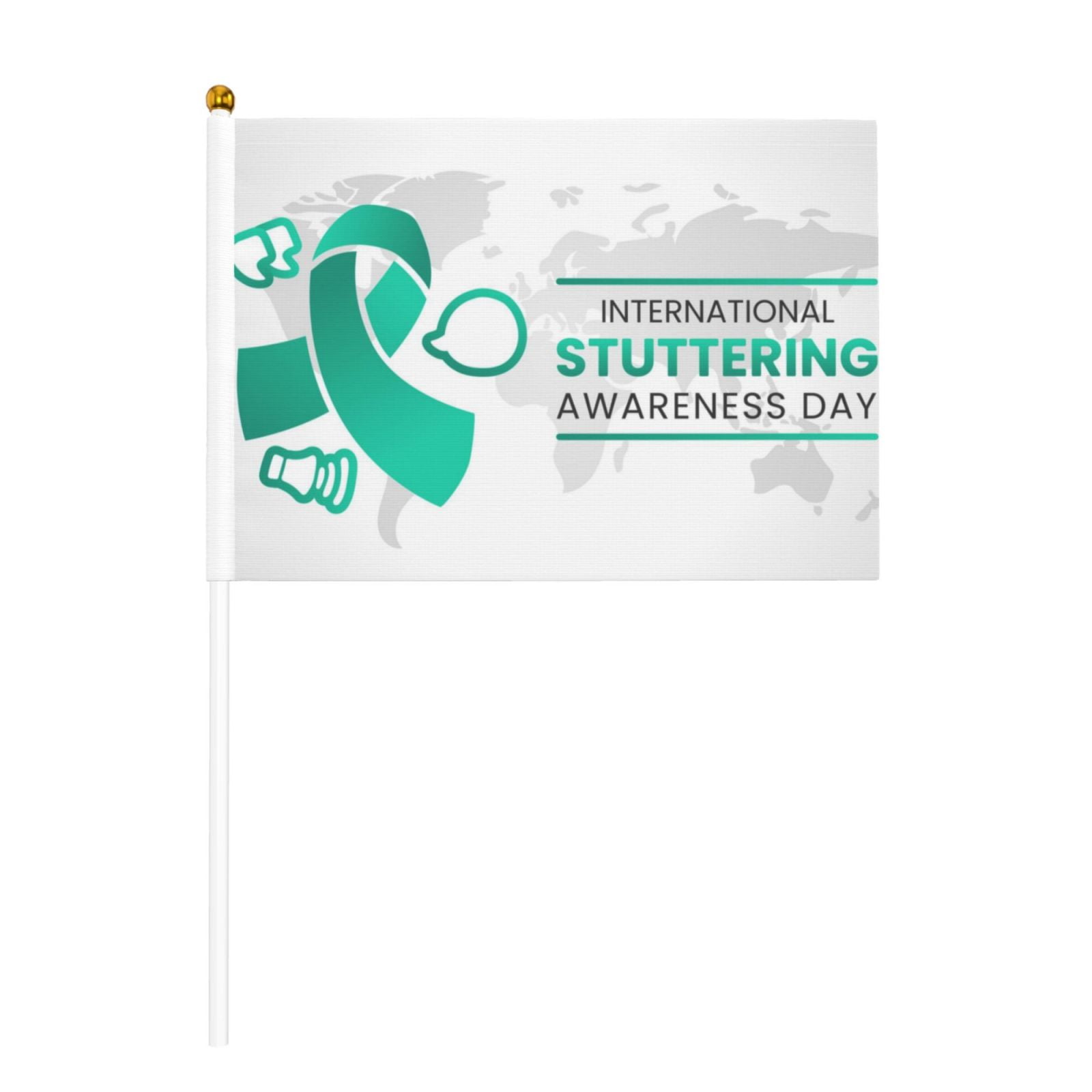 Stuttering Awareness Month Teal Ribbon Flag Small Mini Hand Held Flags ...