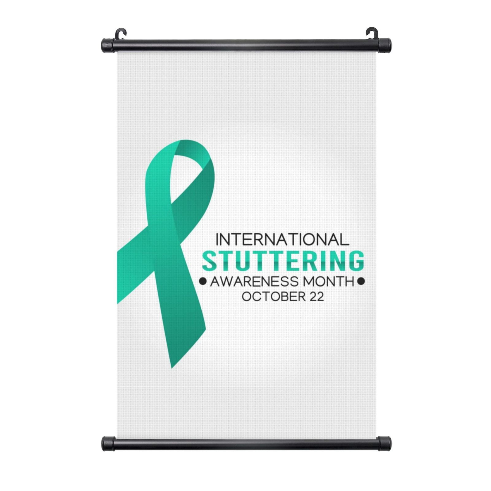 Stuttering Awareness Month Teal Ribbon Poster Wall Art Banner Backdrop ...