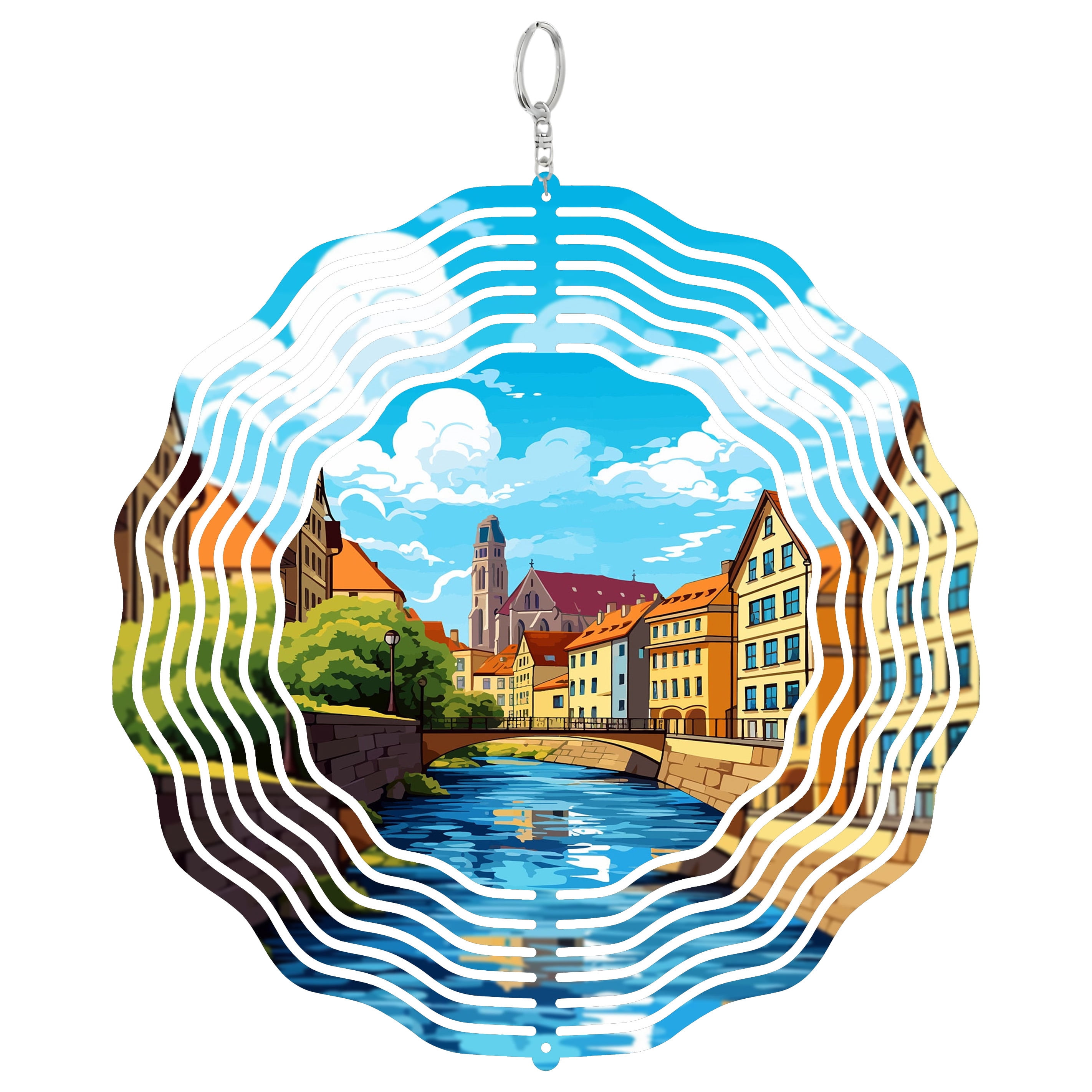 Stuttgart City 3D Wind Spinner Stainless Steel Kinetic Art Garden Decor ...