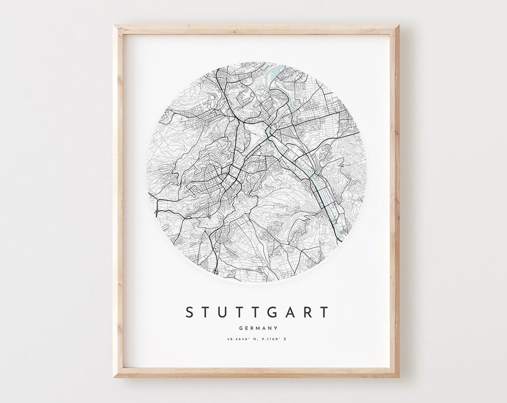Stuttgart Map Print, Stuttgart Map Poster City Wall Art, Stuttgart Road ...