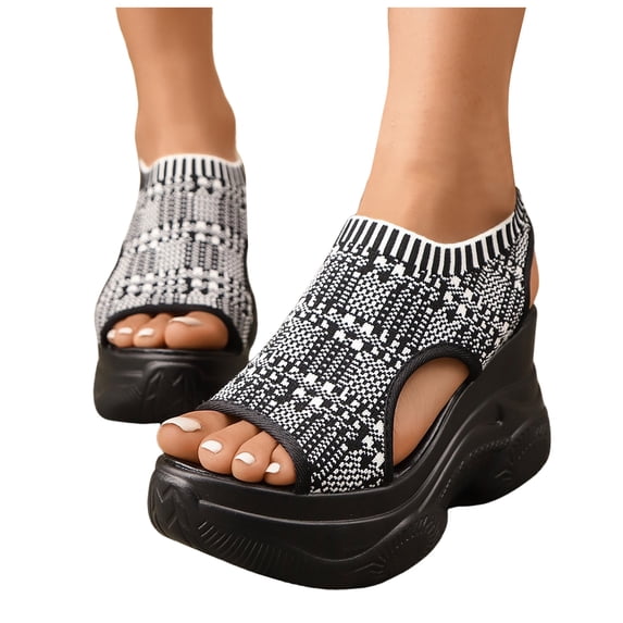 Stylago Women's Platform Sandals with Arch Support Knitted Upper Memory ...