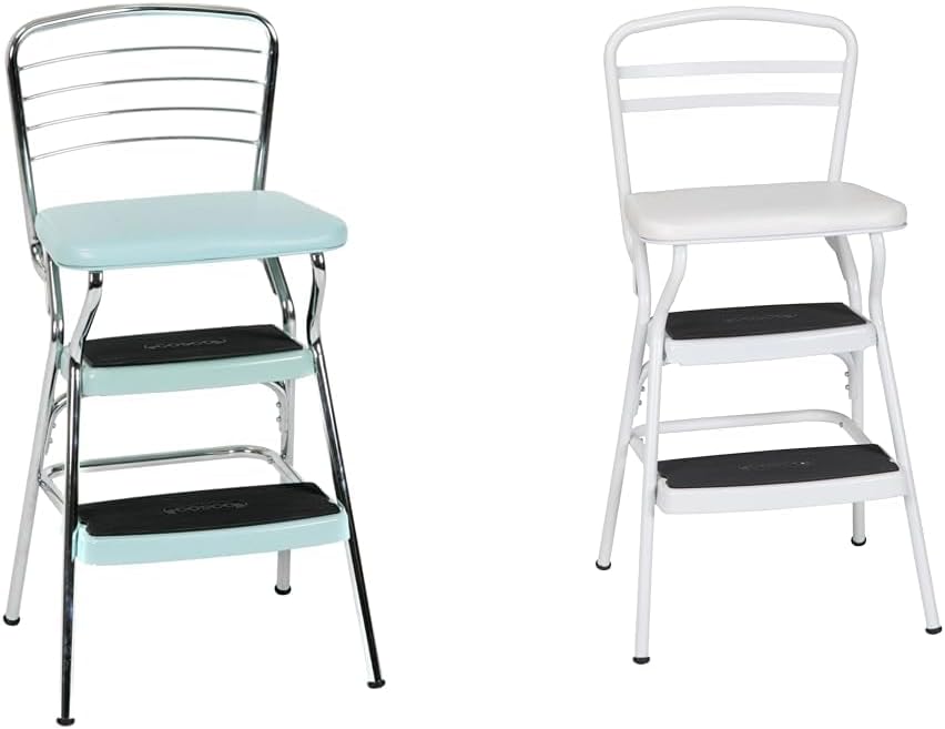 Stylaire Retro Chair + 2-Step Step Stool with Pull-Out Steps 7 Ft. 11in ...