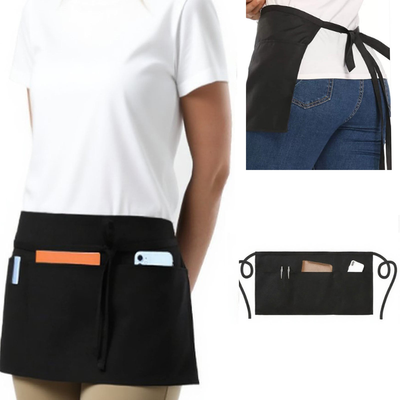 Style Apron with Pocket Elegant Servant Half Apron Accessory for Themed ...