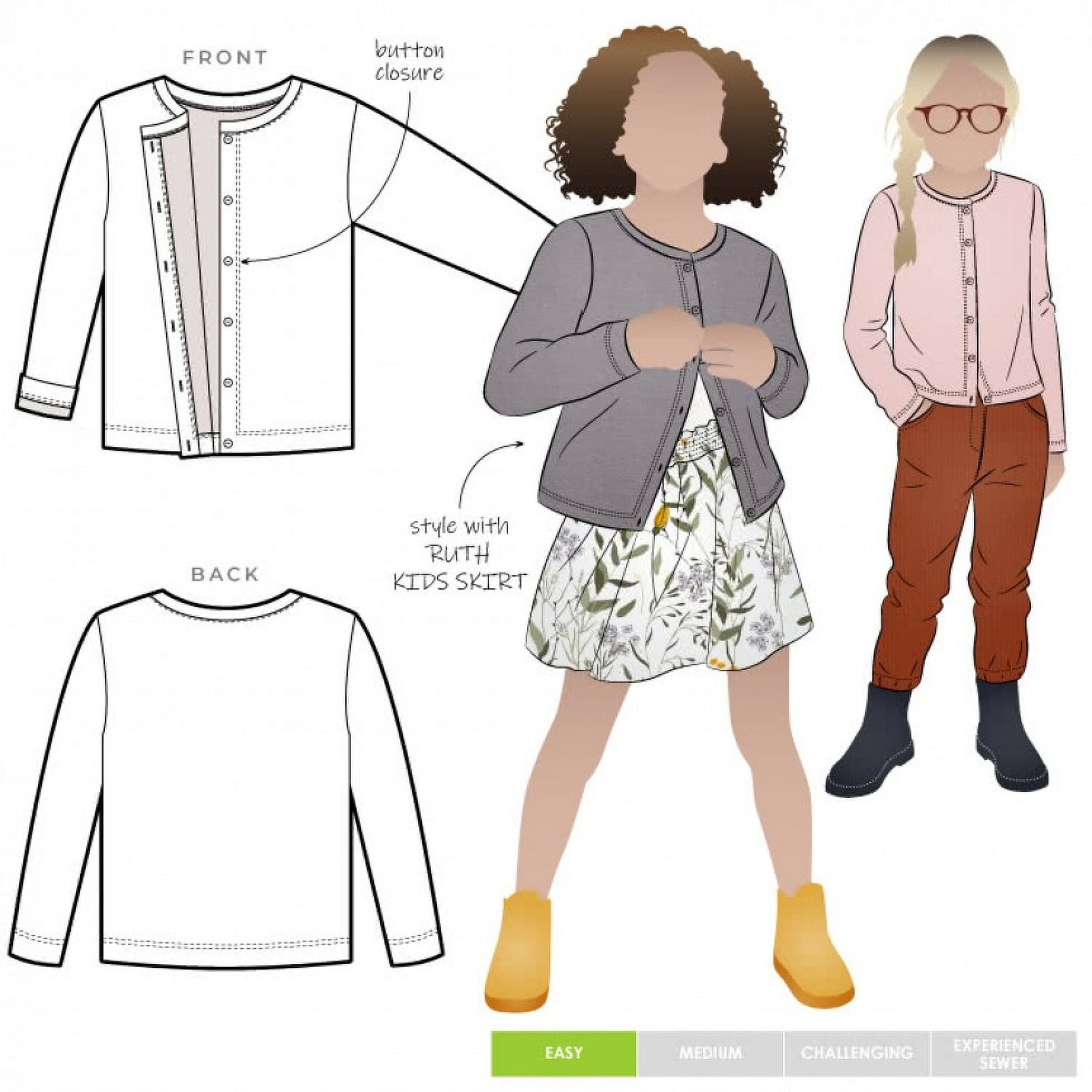 Style Arc Sewing Pattern Kids Saskia Knit Cradi Kids Ages 2-8 Cardigans ...