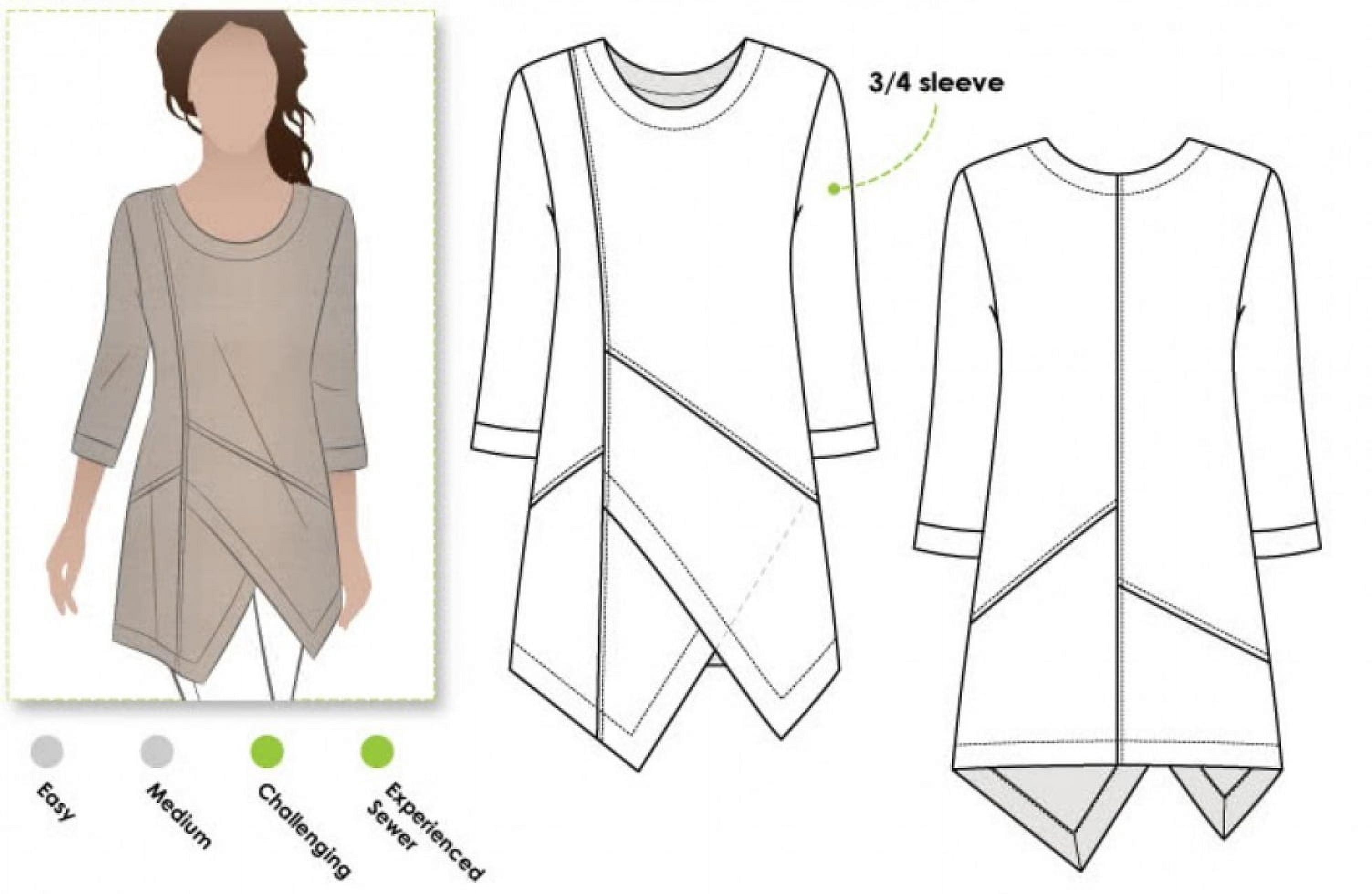 Style Arc Sewing Pattern Lani Tunic Top Women - Walmart.com