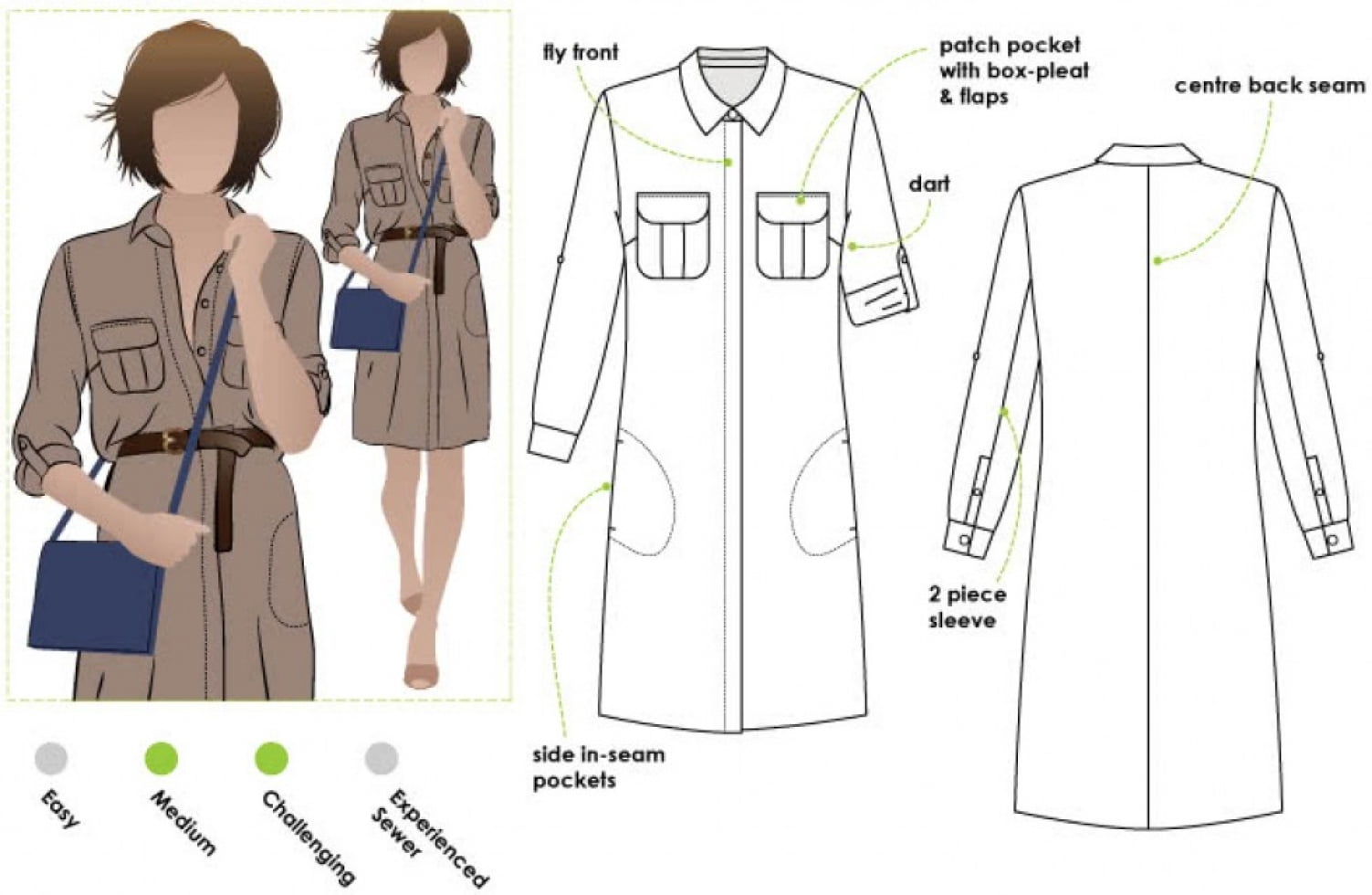 Style Arc Sewing Pattern Mara Shirt Dress Women - Walmart.com
