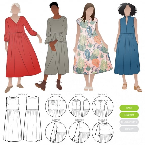 Style Arc Sewing Pattern Montana Dress Extension Pack Women - Walmart.com