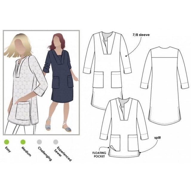 Style Arc Sewing Pattern Roslyn Tunic Dress Women - Walmart Business ...