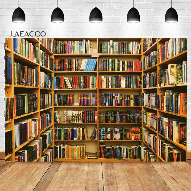 Style Back to School Graduation Backdrops Modern Bookshelf Library Baby ...