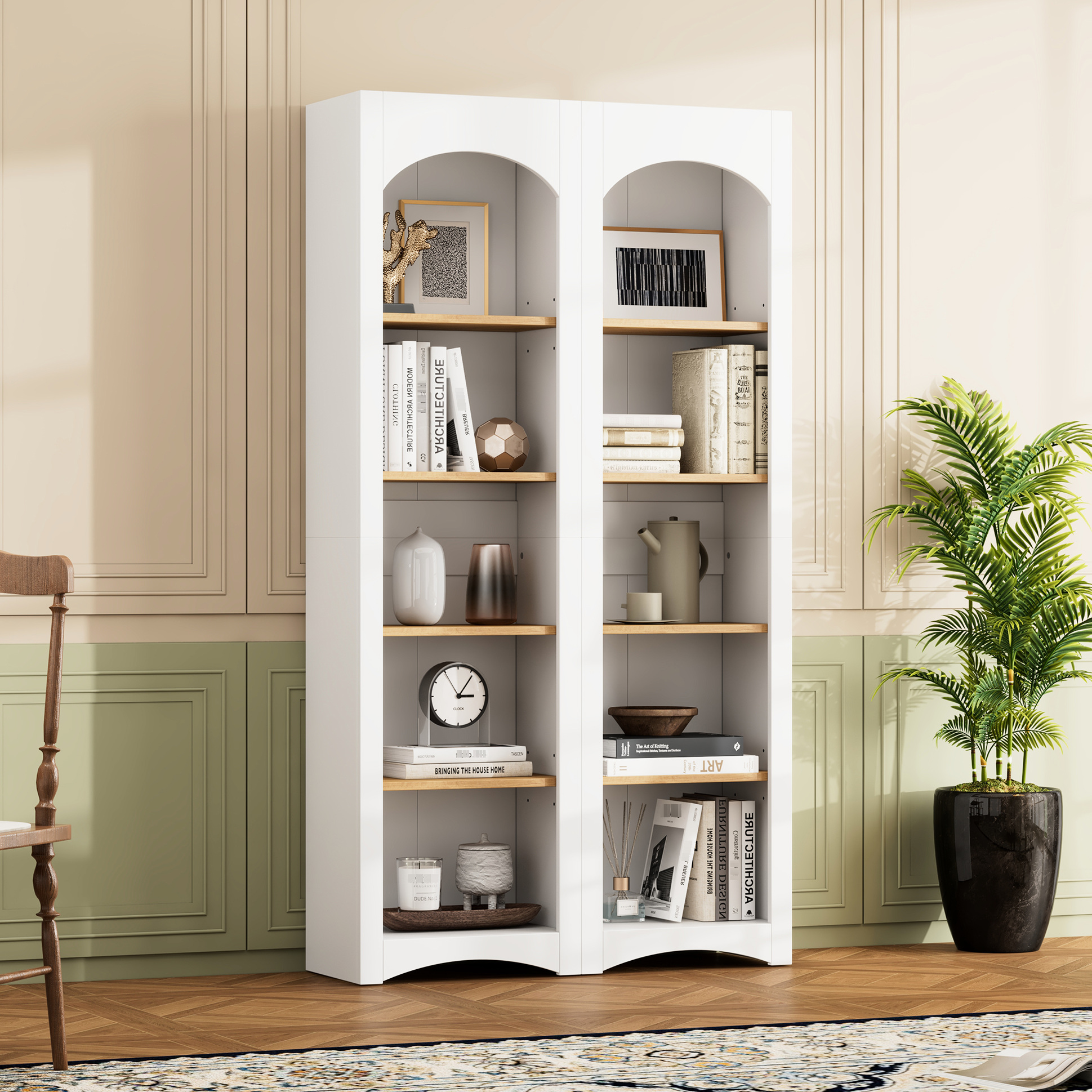 Style Bookcases Of 2 With Adjustable Shelves For Bedroom, Home, White ...