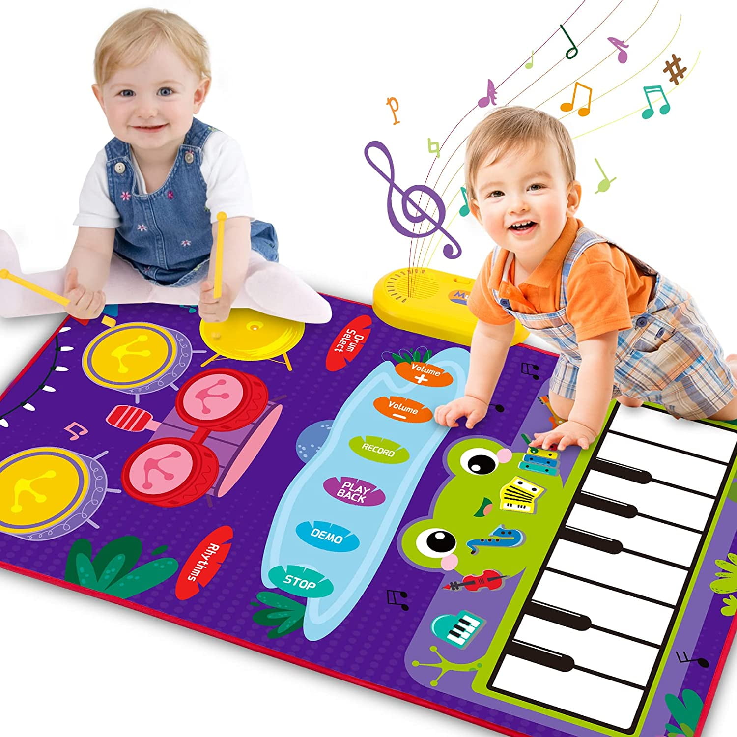 Style-Carry Kids 2 in 1 Musical Mat, Piano Keyboard & Drum Play Mat ...