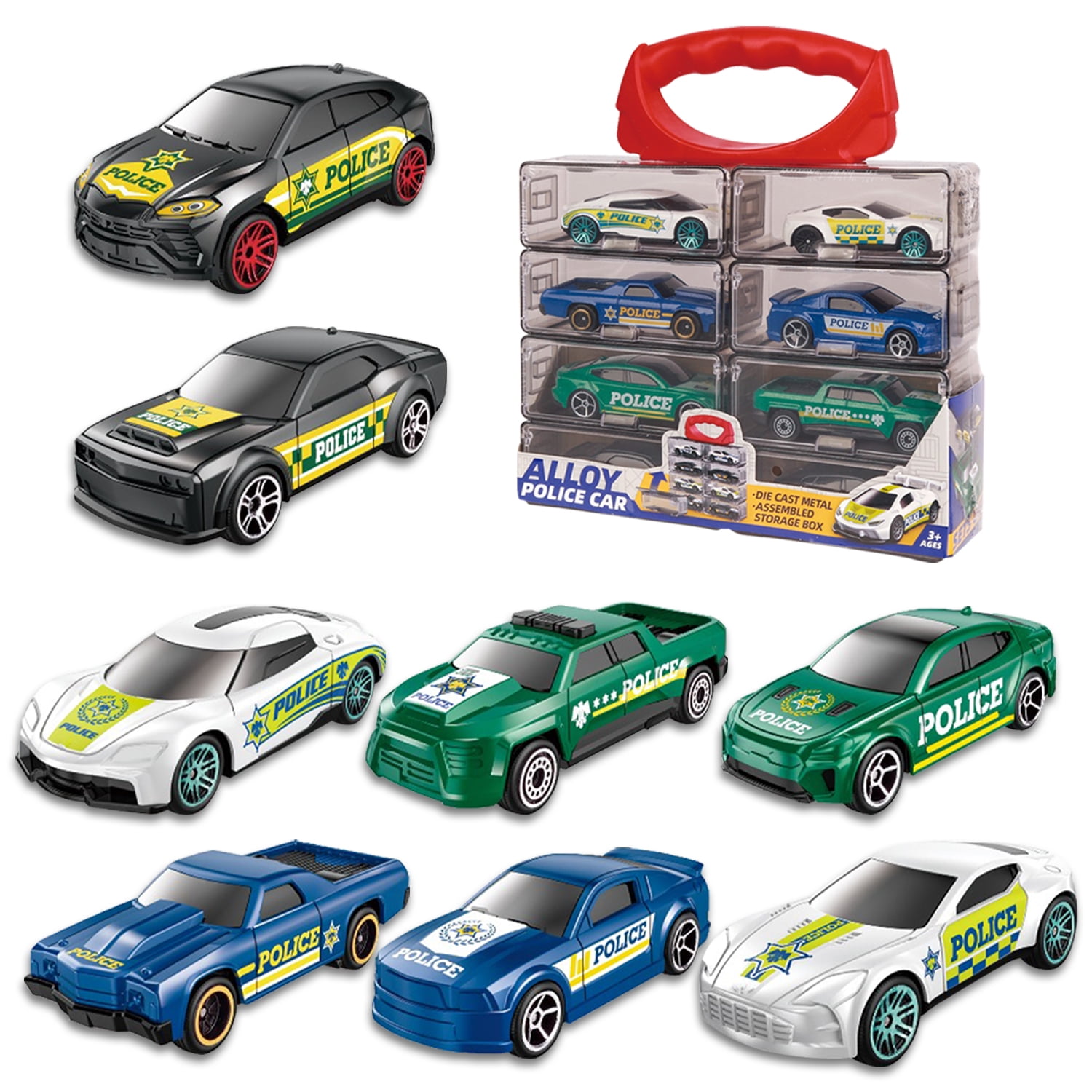 Style-Carry 8 Pcs Pull Back City Cars for Kids, Mini Vehicles Toy Race ...
