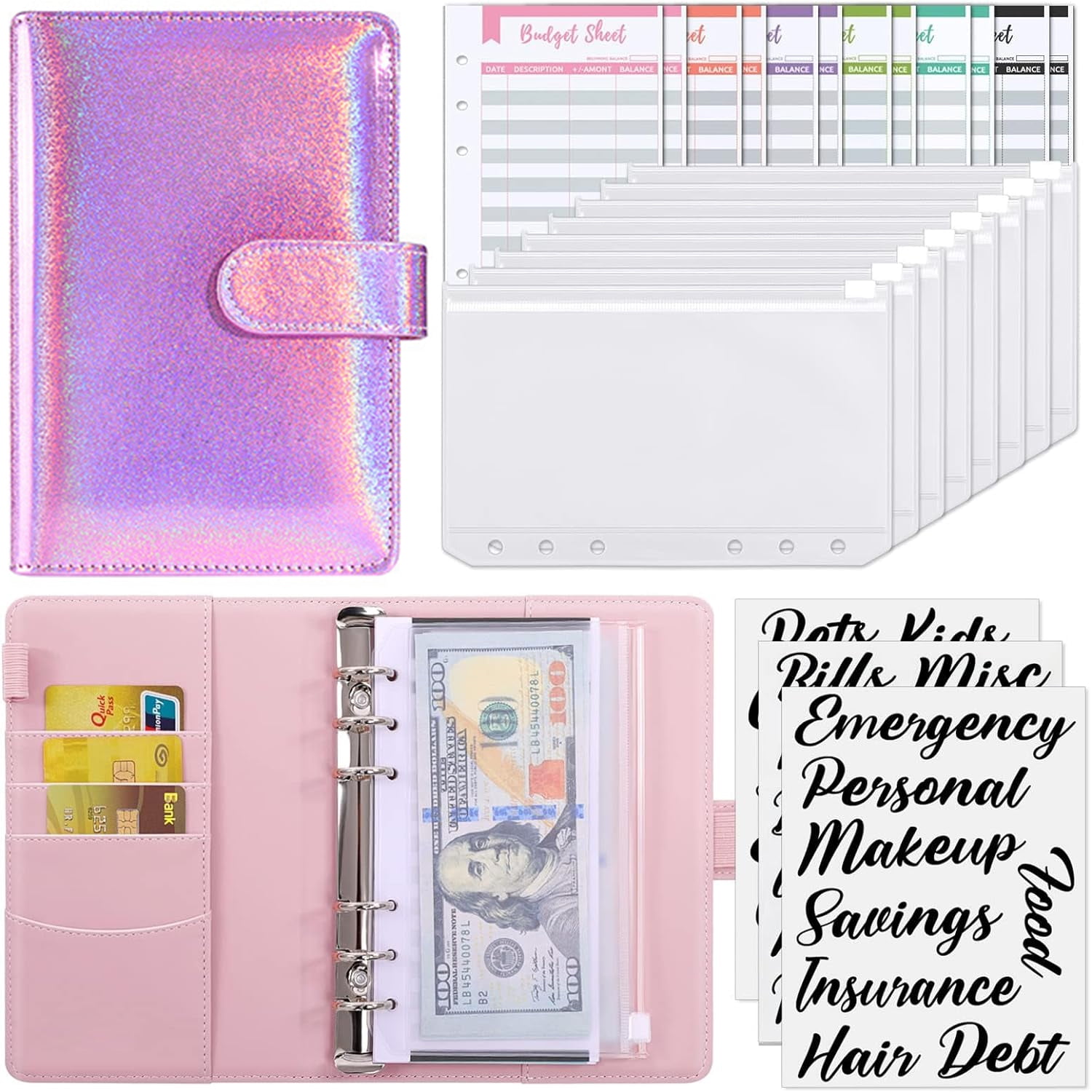 Style-Carry Budget Binder, Binder Money Organizer for Cash, A6 Budget ...