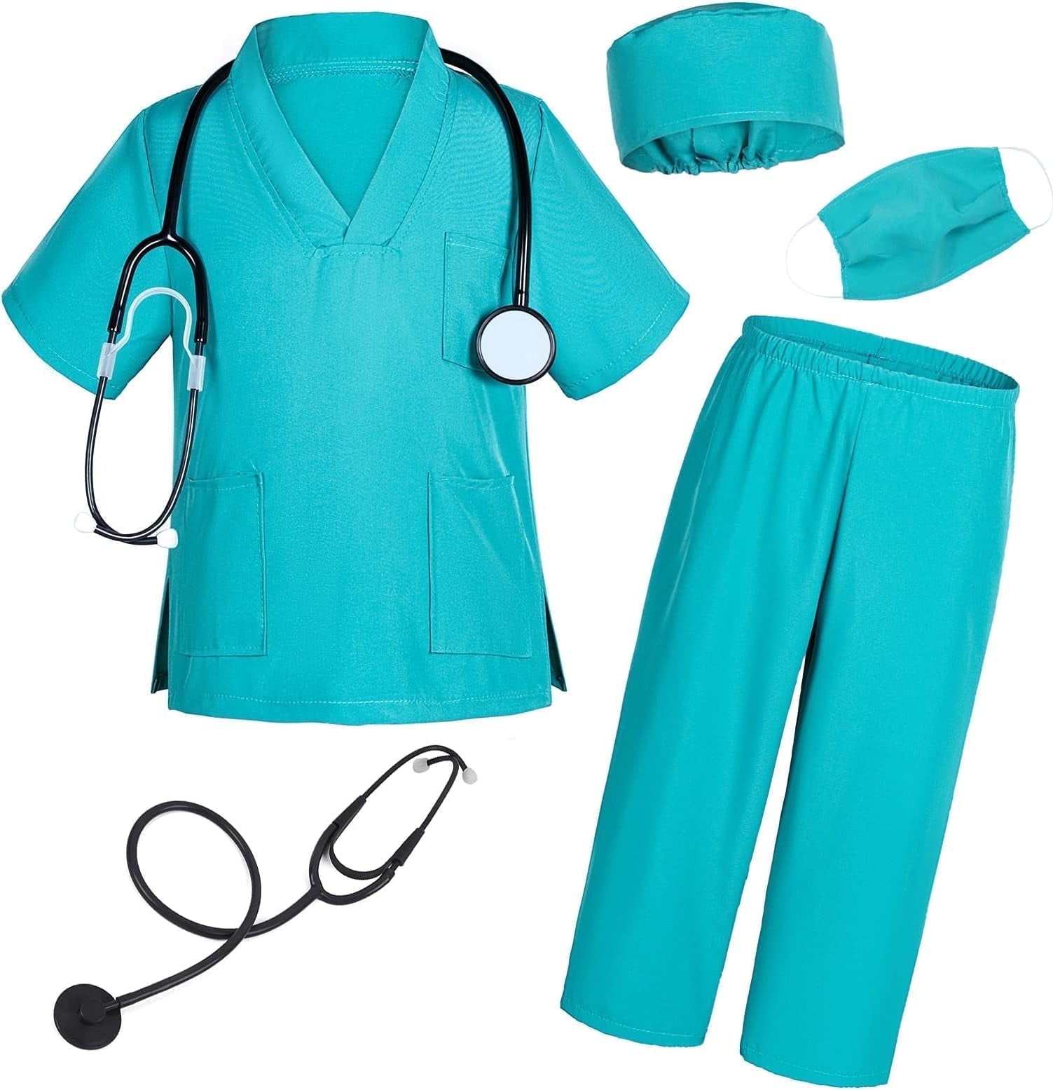 Style-Carry Kids Doctor Costume with Scrubs Pants & Accessories, for Boys & Girls Aged 8-11 ...