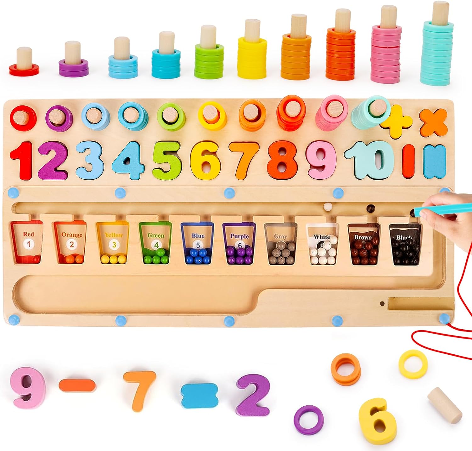 Melissa & Doug Classic Wooden Peg Puzzles (Set of 3) - Numbers ...