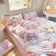Style Ice Cream Lattice Bedding Set Flat Bed Sheet Pillowcase Twin Full ...
